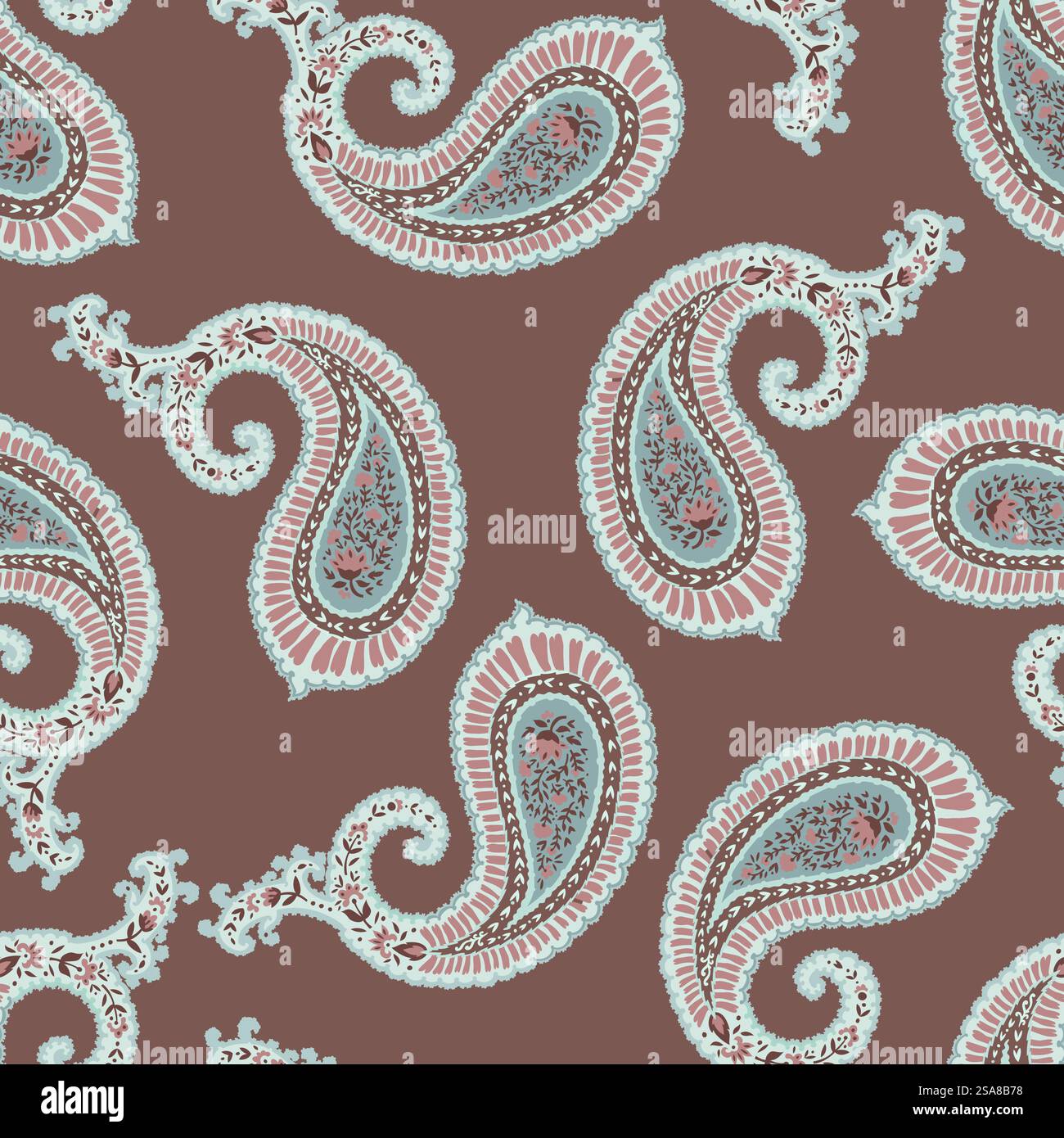 Elegant paisley floral pattern in soft pastel colors, seamlessly ...