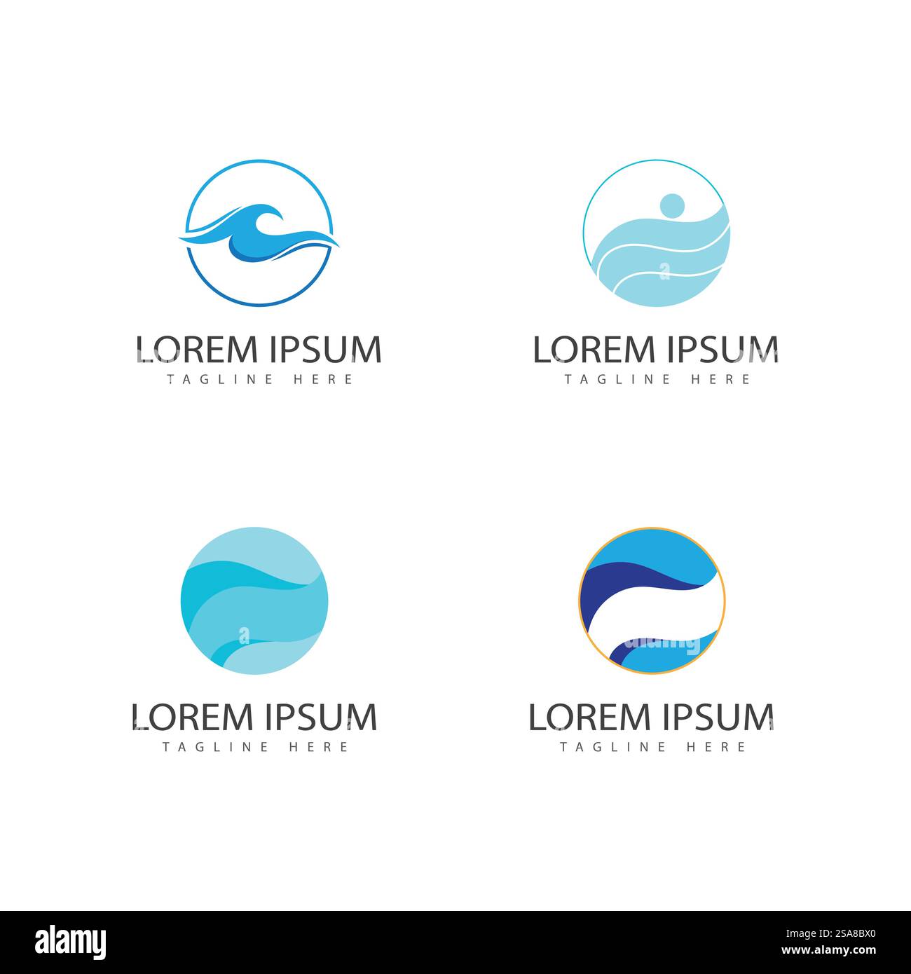 Blue curly ocean wave symbol Cut Out Stock Images & Pictures - Alamy