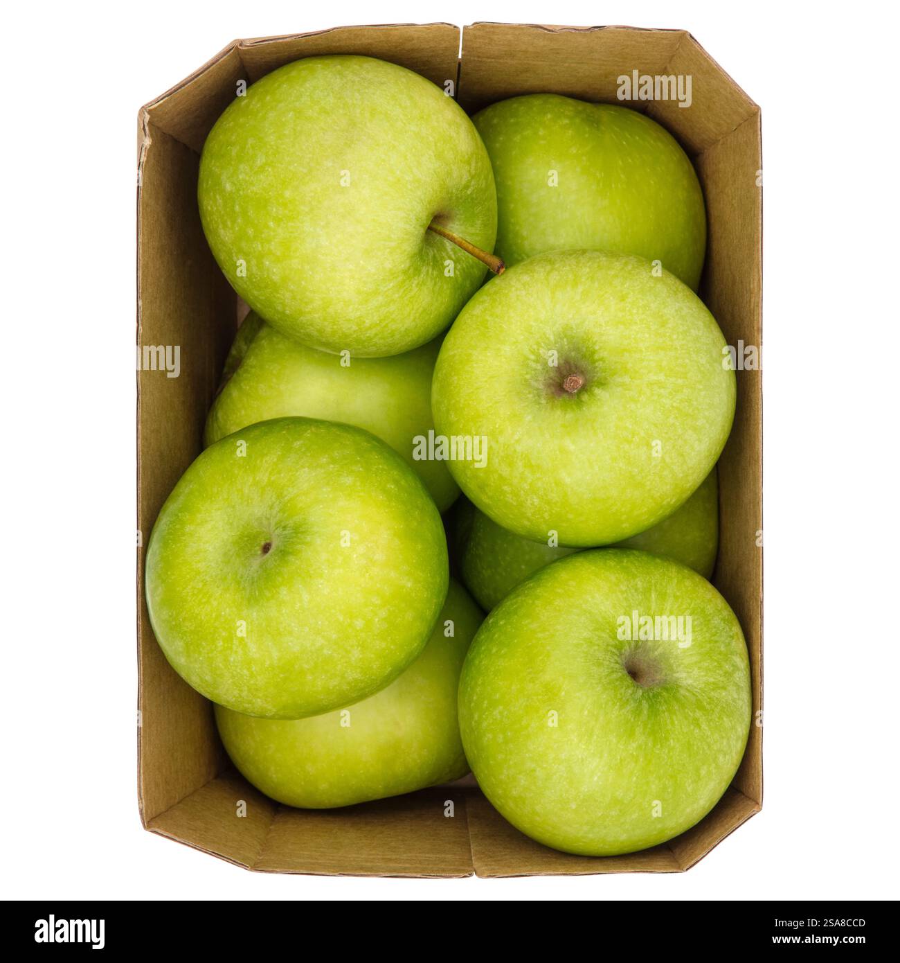 Green apples in box isolated fruit set + clipping path. Apples is ...