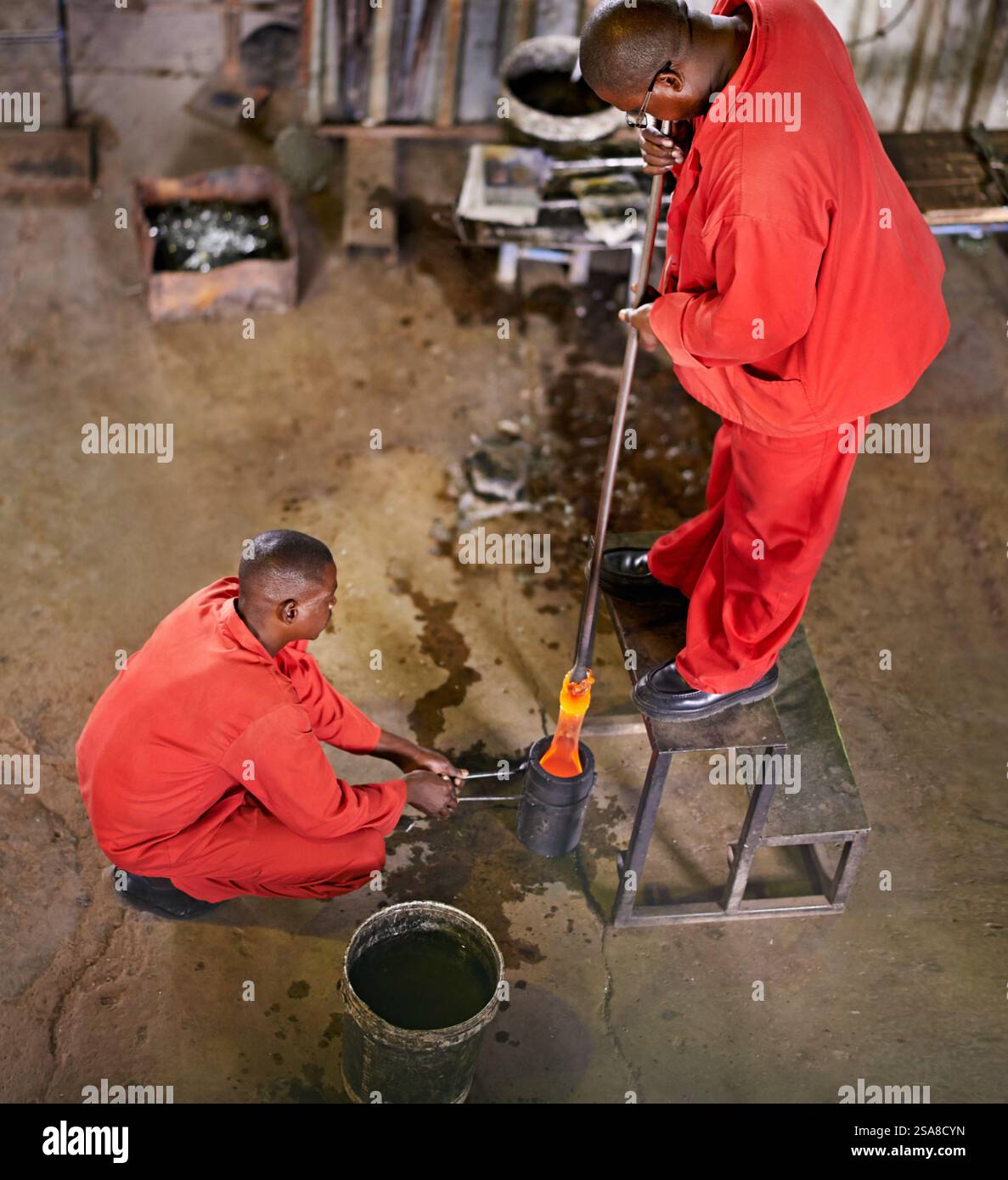 Glass, blow and people manufacturing vase for equipment, professional ...