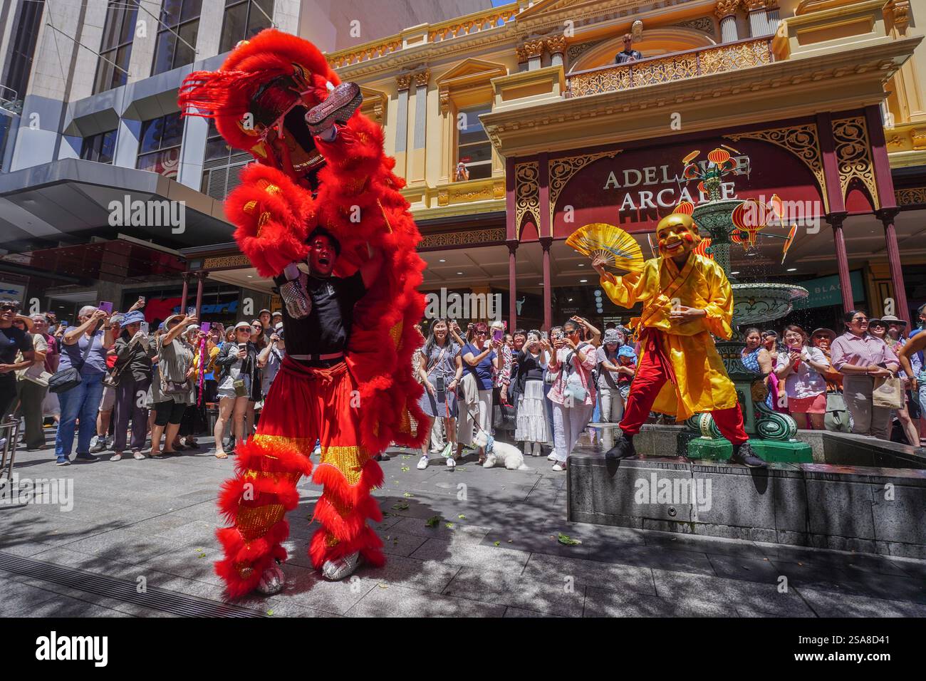Adelaide, Australia 29 January 2025. Crowds are entertained by lion ...