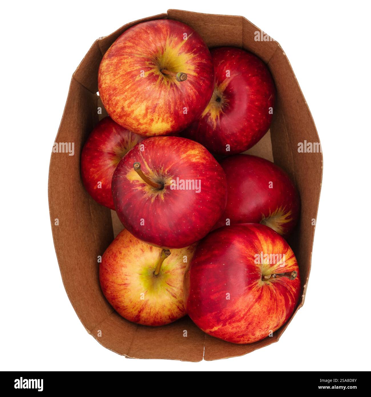 Red apples in box isolated fruit set + clipping path. Apples is ...