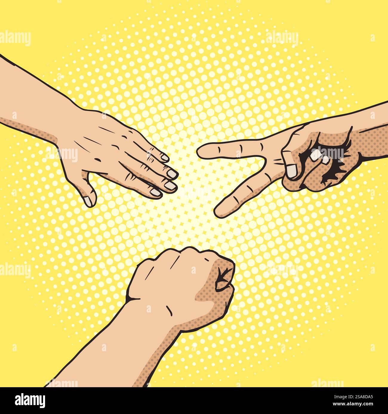 Rock paper scissors hand game pop art style vector Stock Vector Image ...