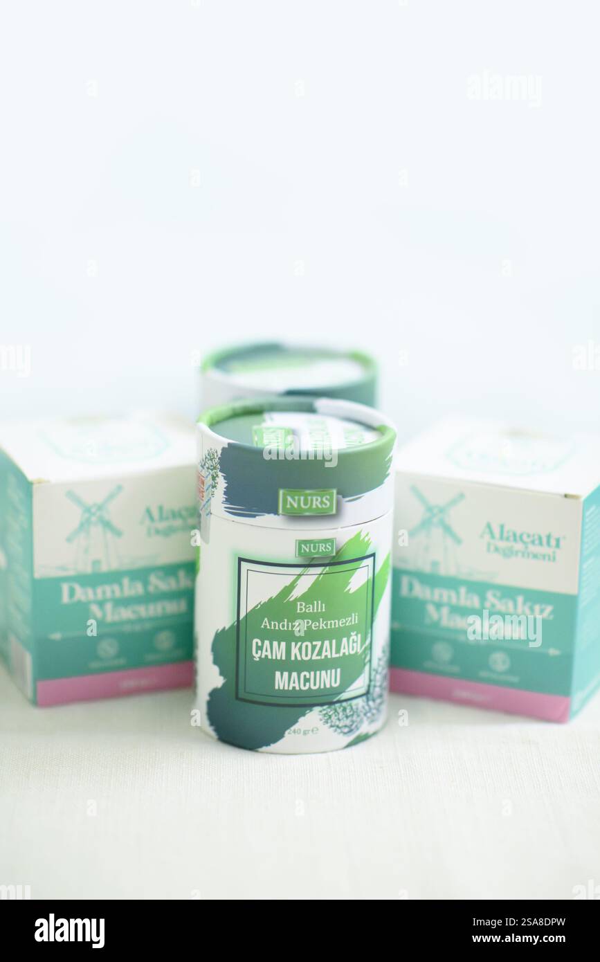 11/12/2024 - Istanbul, Turkey: NURS Cam Kozalagi Macunu with honey and ...