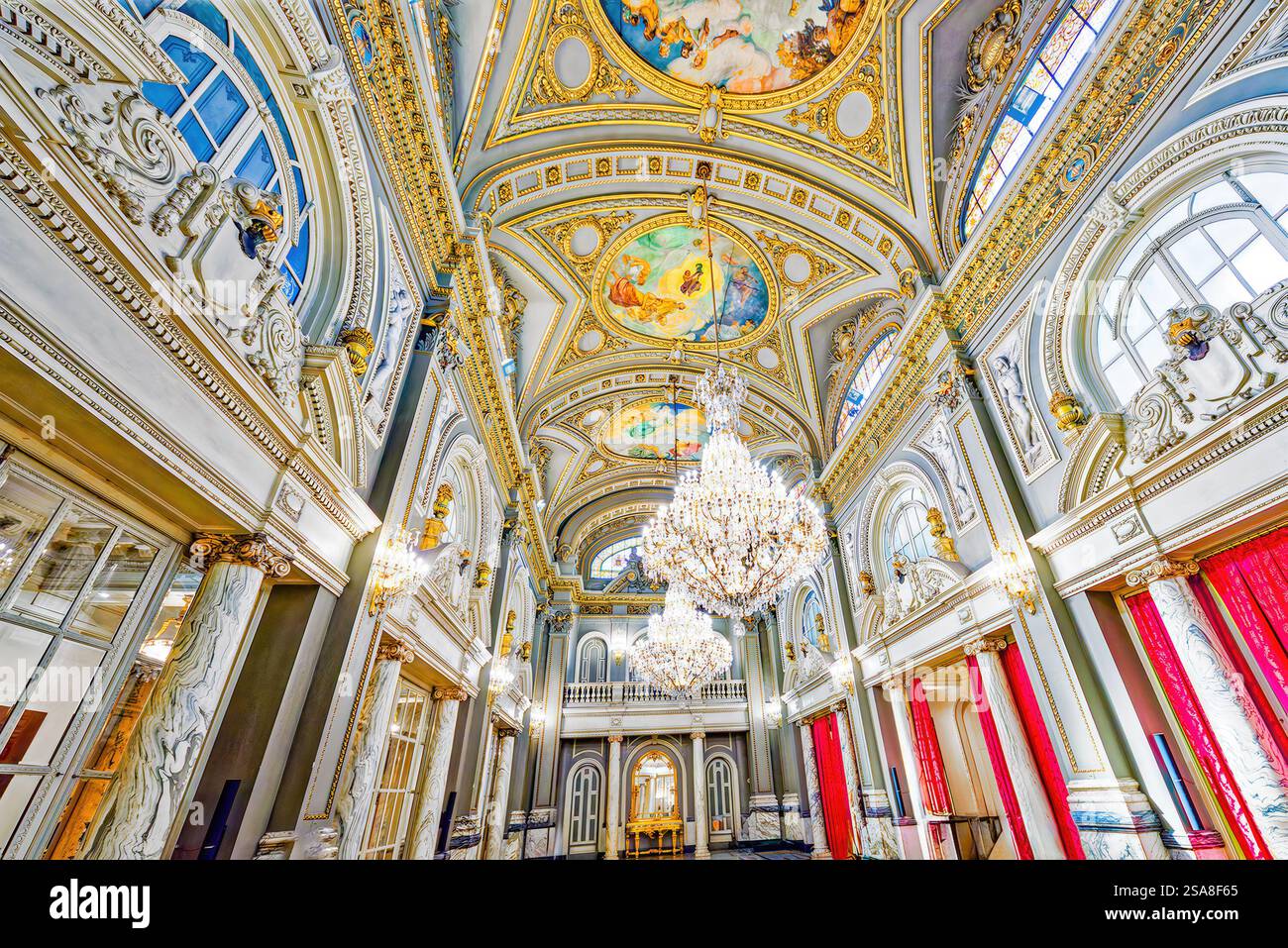 Indoor view Valencia City Hall on City Hall Square. Spain Stock Photo ...