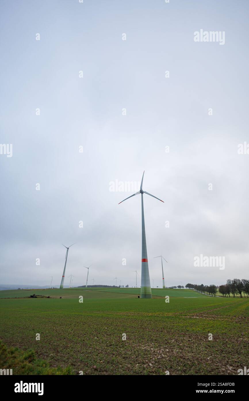 Large windmills in a field that produce energy. Windmill energy ...
