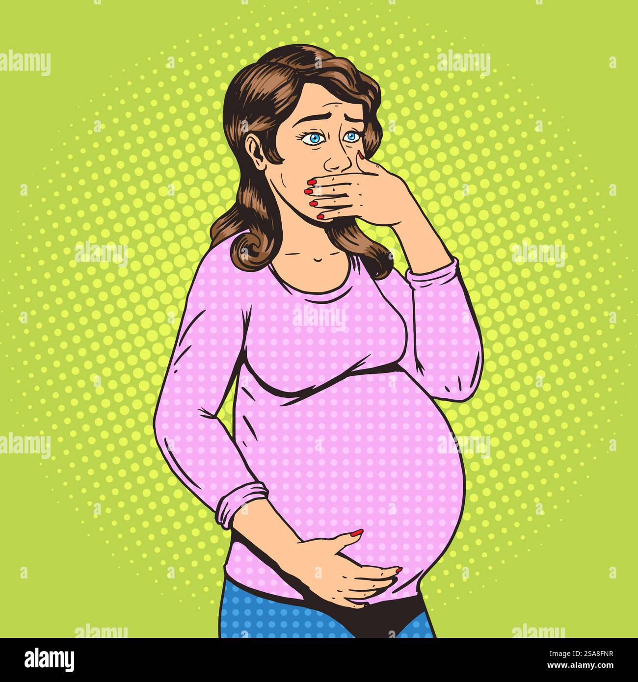 Pregnant Girl Comic Book Style Vector Stock Vector Image And Art Alamy