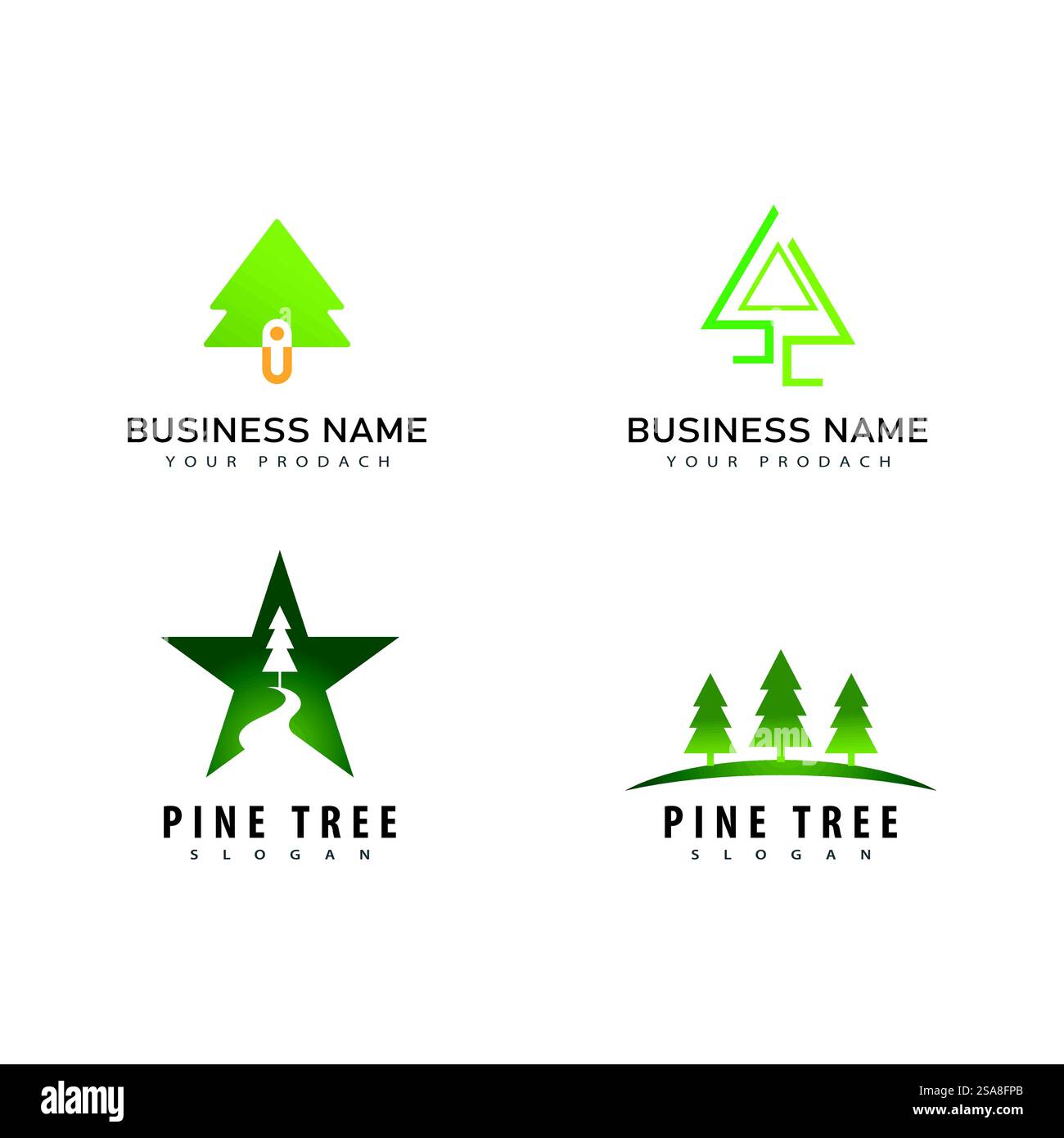 Pine tree illustration vector flat design template Stock Vector Image ...