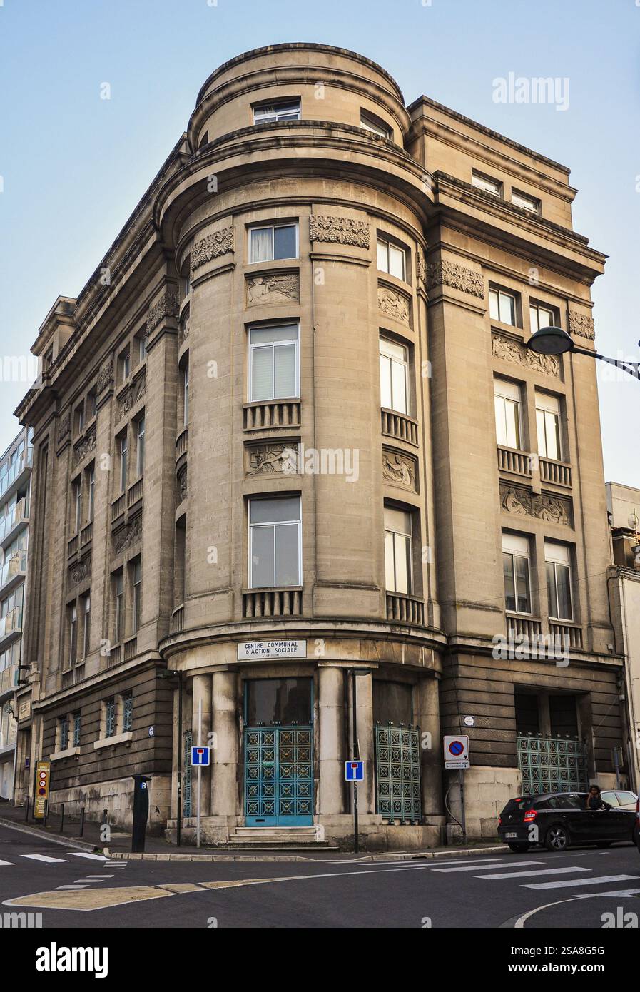 Architectural elegance on display: a beautiful building with chamfered ...