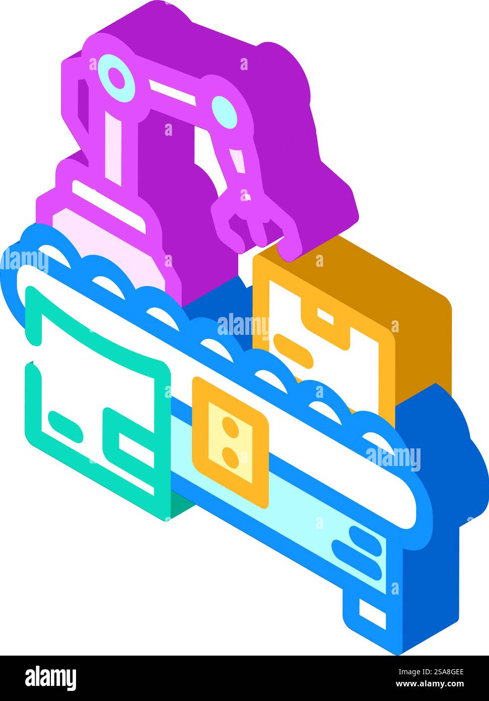 parcel sorting autonomous delivery isometric icon vector. parcel ...