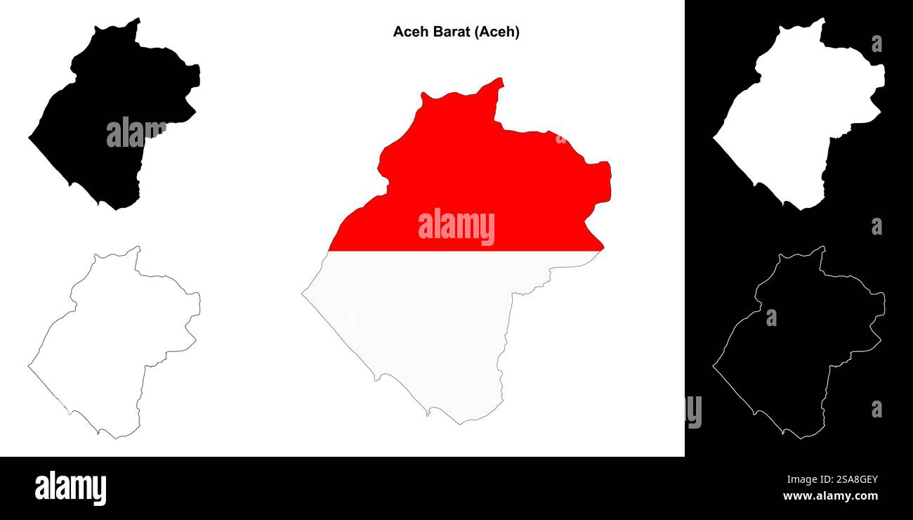 Aceh Barat blank outline map set Stock Vector Image & Art - Alamy