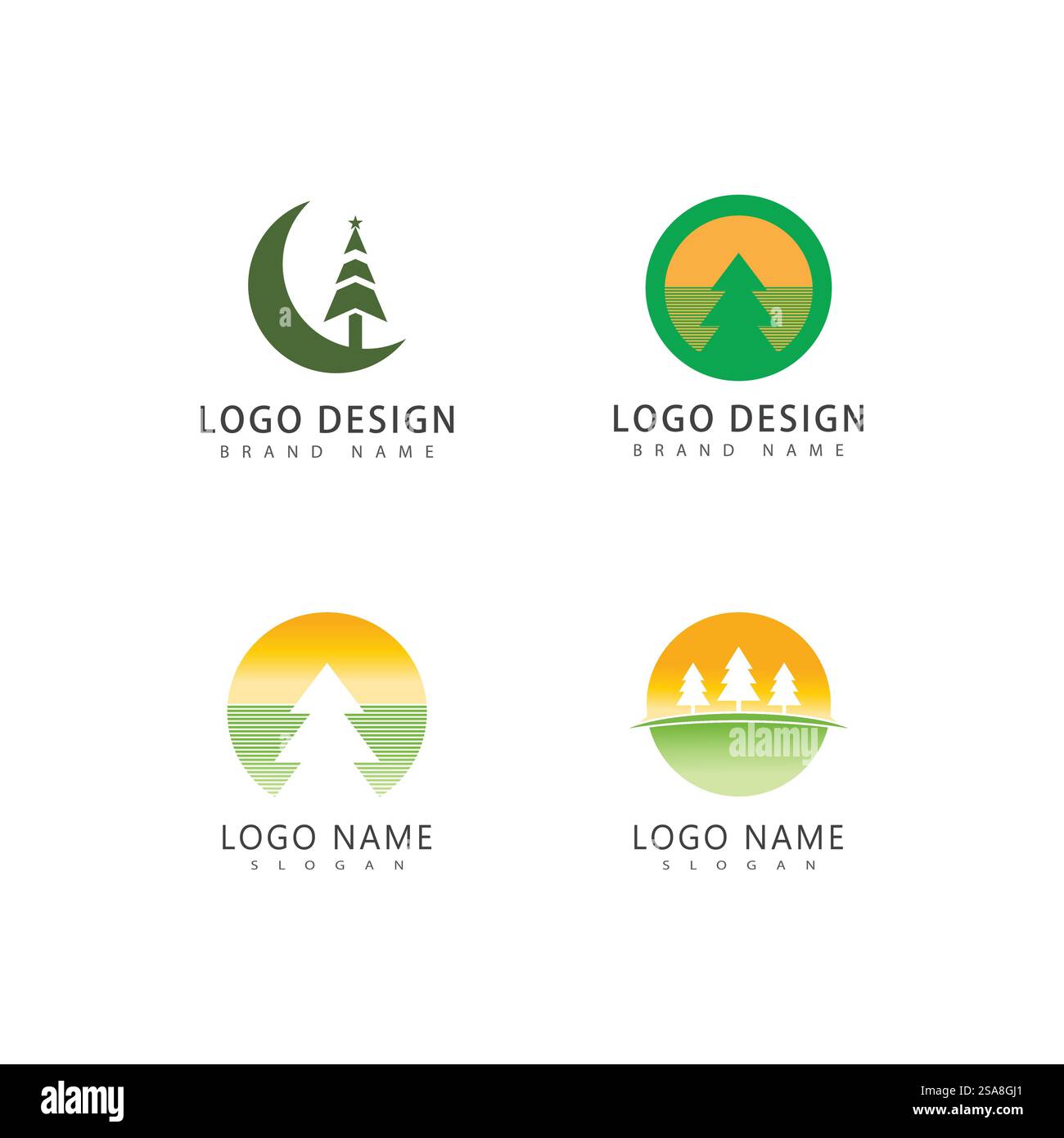 Pine tree illustration vector flat design template Stock Vector Image ...