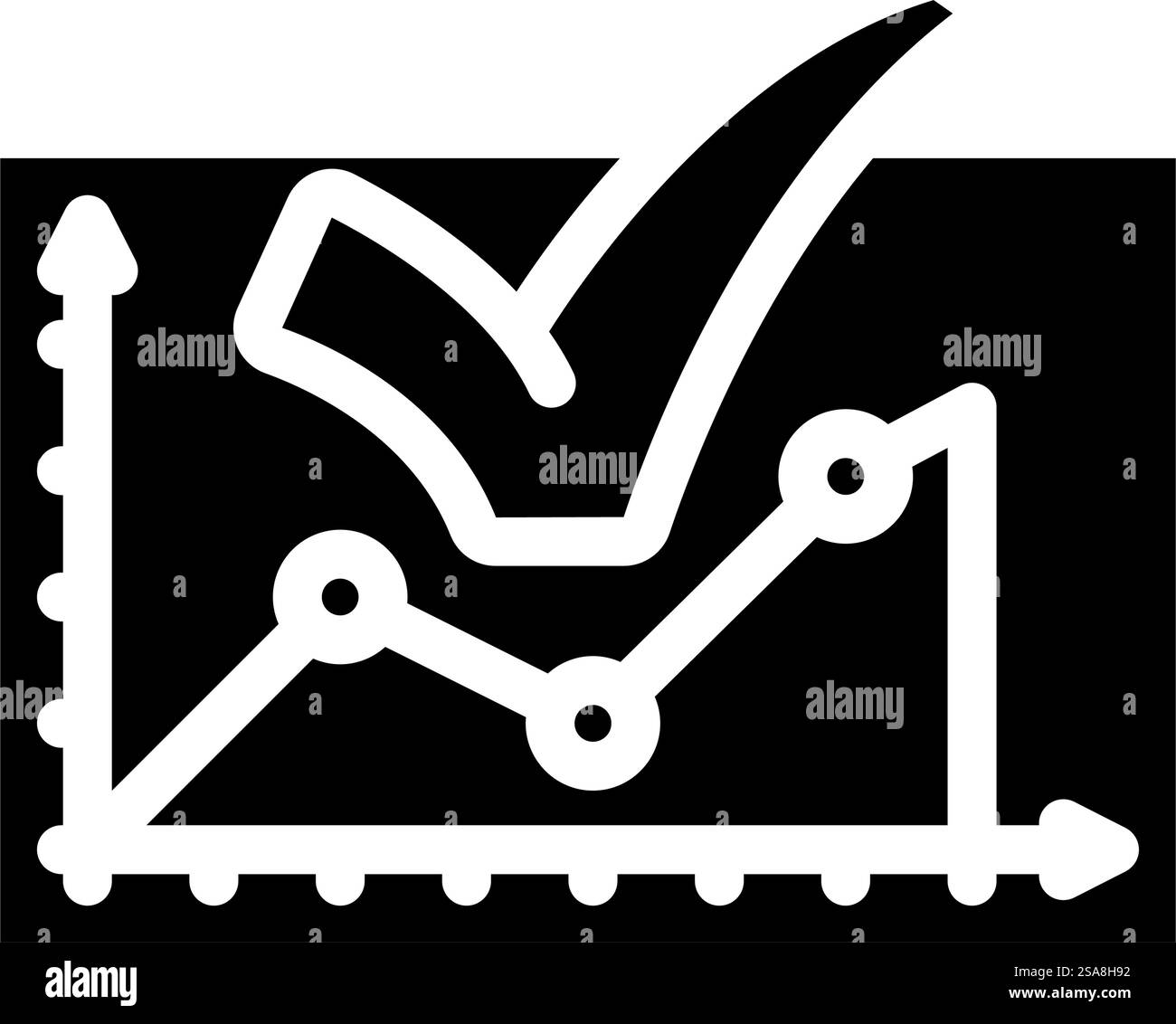 graph check mark glyph icon vector. graph check mark sign. isolated ...