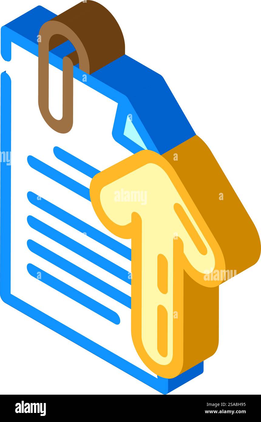 paperclip attached file isometric icon vector. paperclip attached file ...