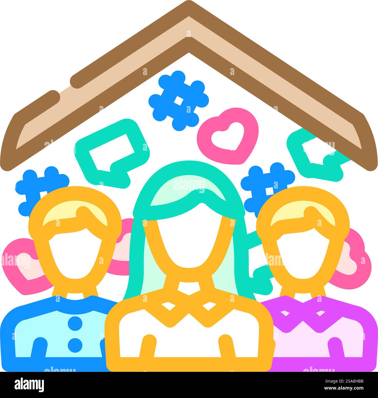 community building social media color icon vector. community building ...