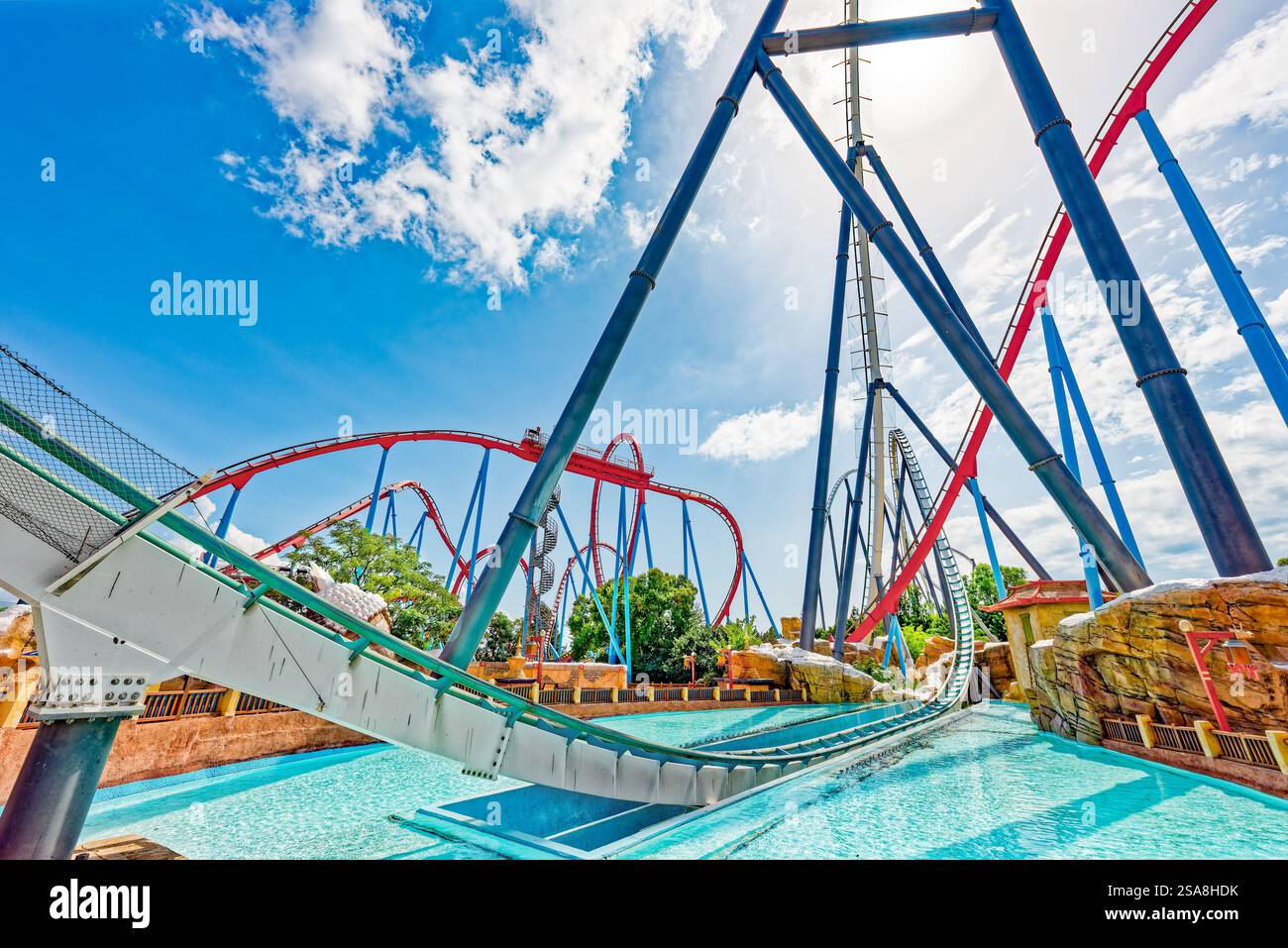 Roller Coaster in funny amusement park. Spain Stock Photo - Alamy