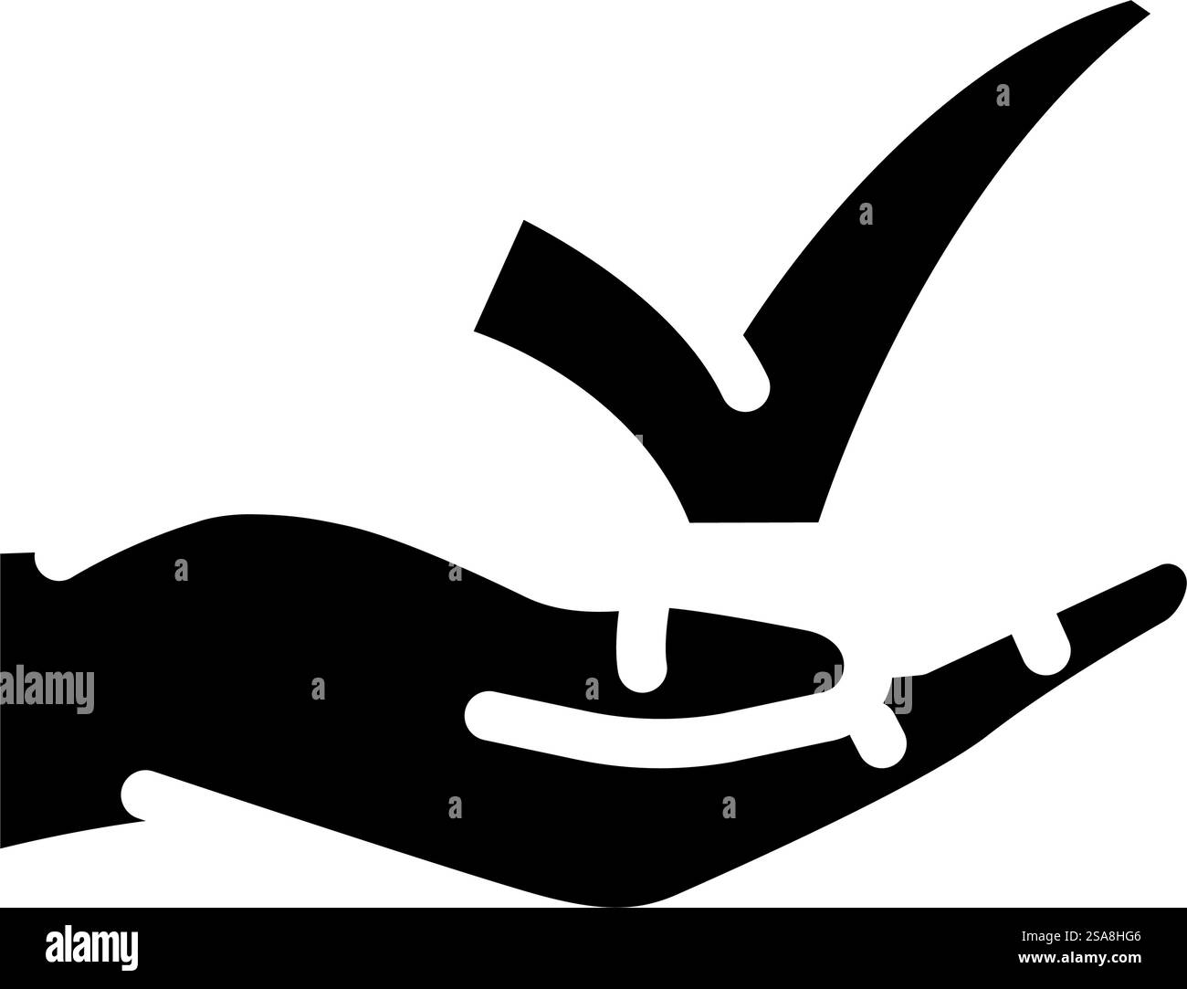 hand check mark glyph icon vector. hand check mark sign. isolated ...