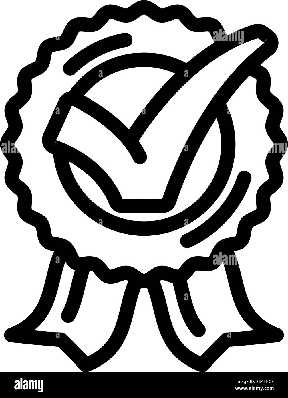 medal check mark line icon vector. medal check mark sign. isolated ...
