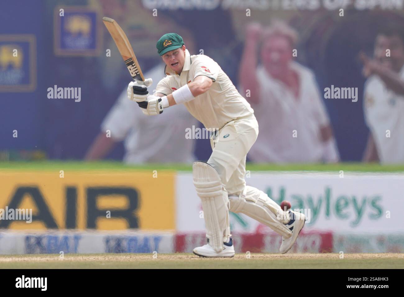 Australia's Steven Smith plays a shot during day one of the first test ...