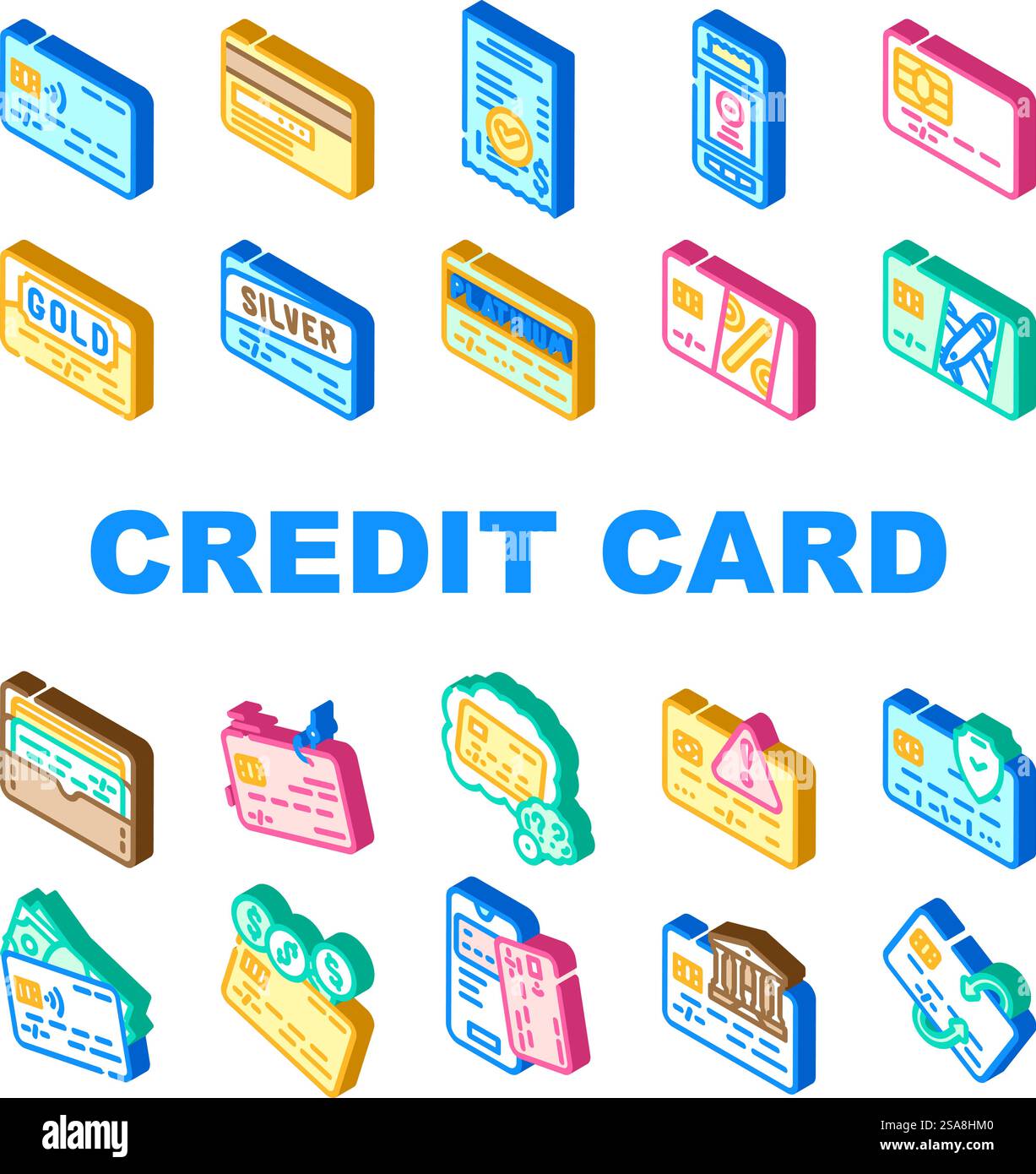 credit card bank payment icons set vector. business money, finance buy ...