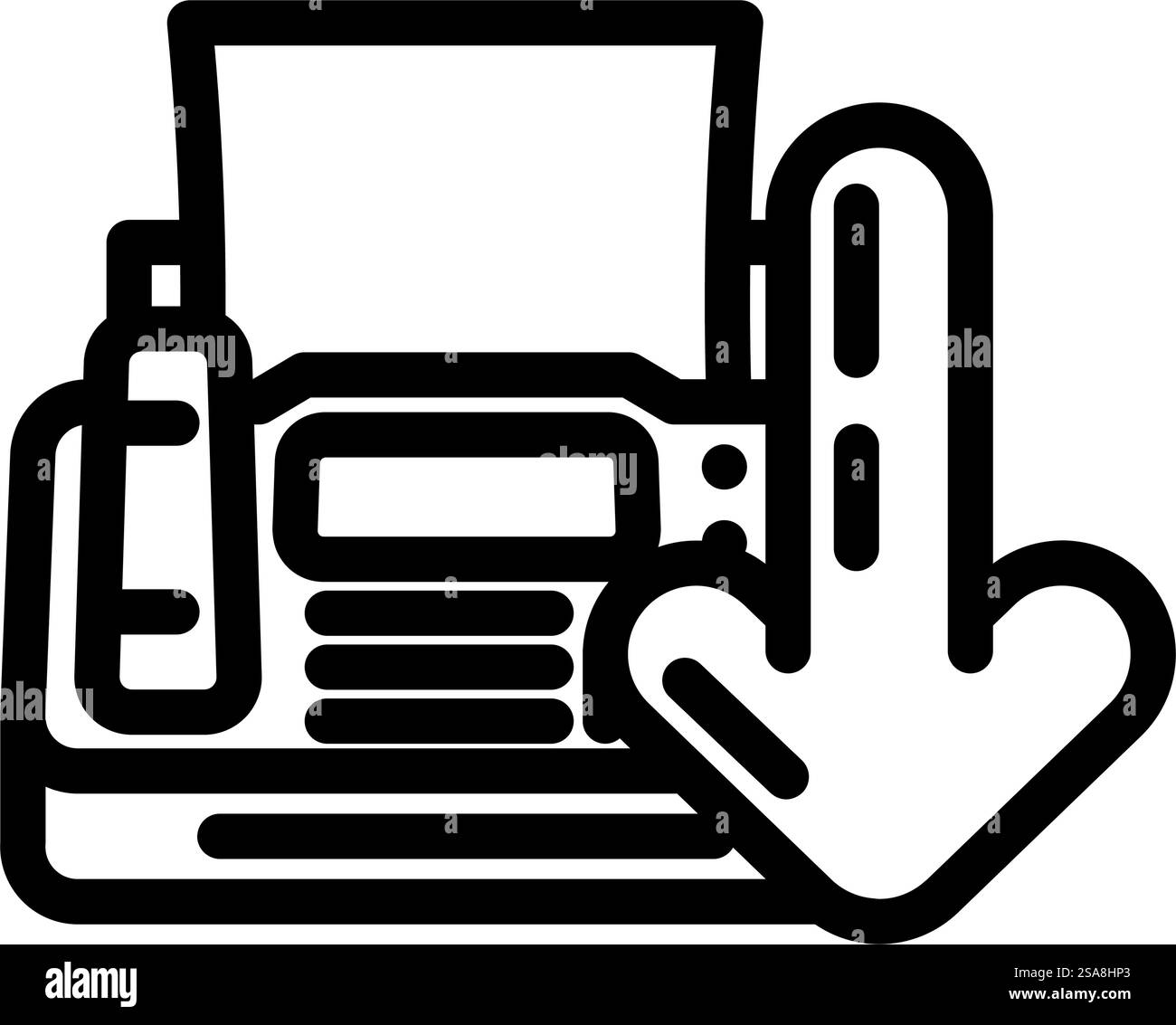 fax device download file line icon vector. fax device download file ...