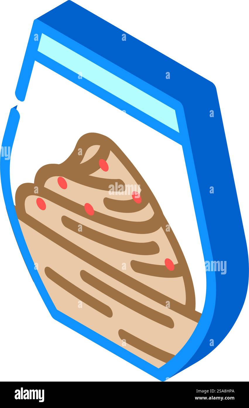 french cuisine chocolate mousse isometric icon vector. french cuisine ...