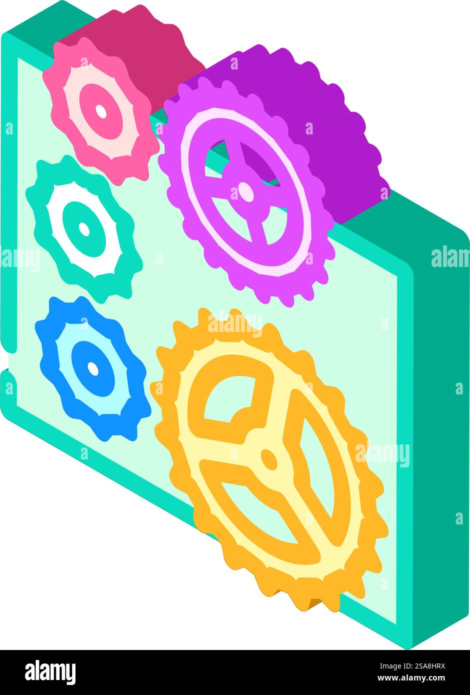 colorful gears fidget toy isometric icon vector. colorful gears fidget ...
