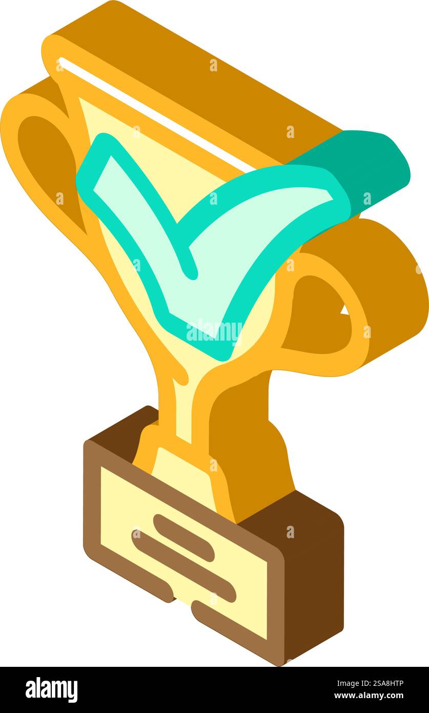trophy check mark isometric icon vector. trophy check mark sign ...