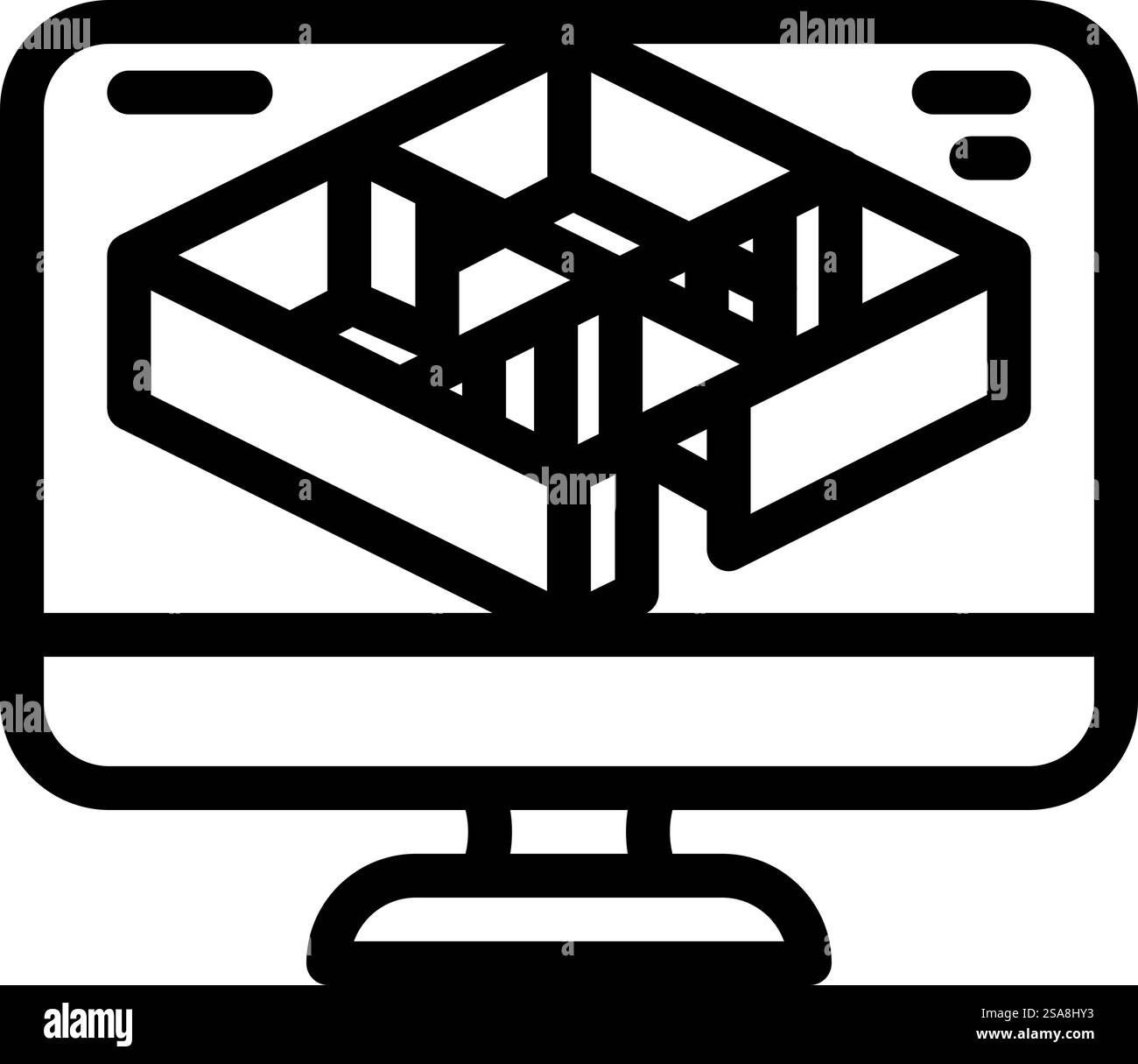 3d modeling architectural drafter line icon vector. 3d modeling ...