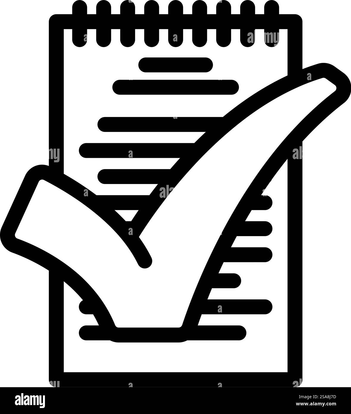 notepad check mark line icon vector. notepad check mark sign. isolated ...