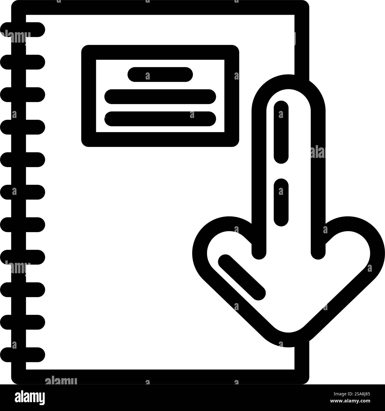 notepad download file line icon vector. notepad download file sign ...