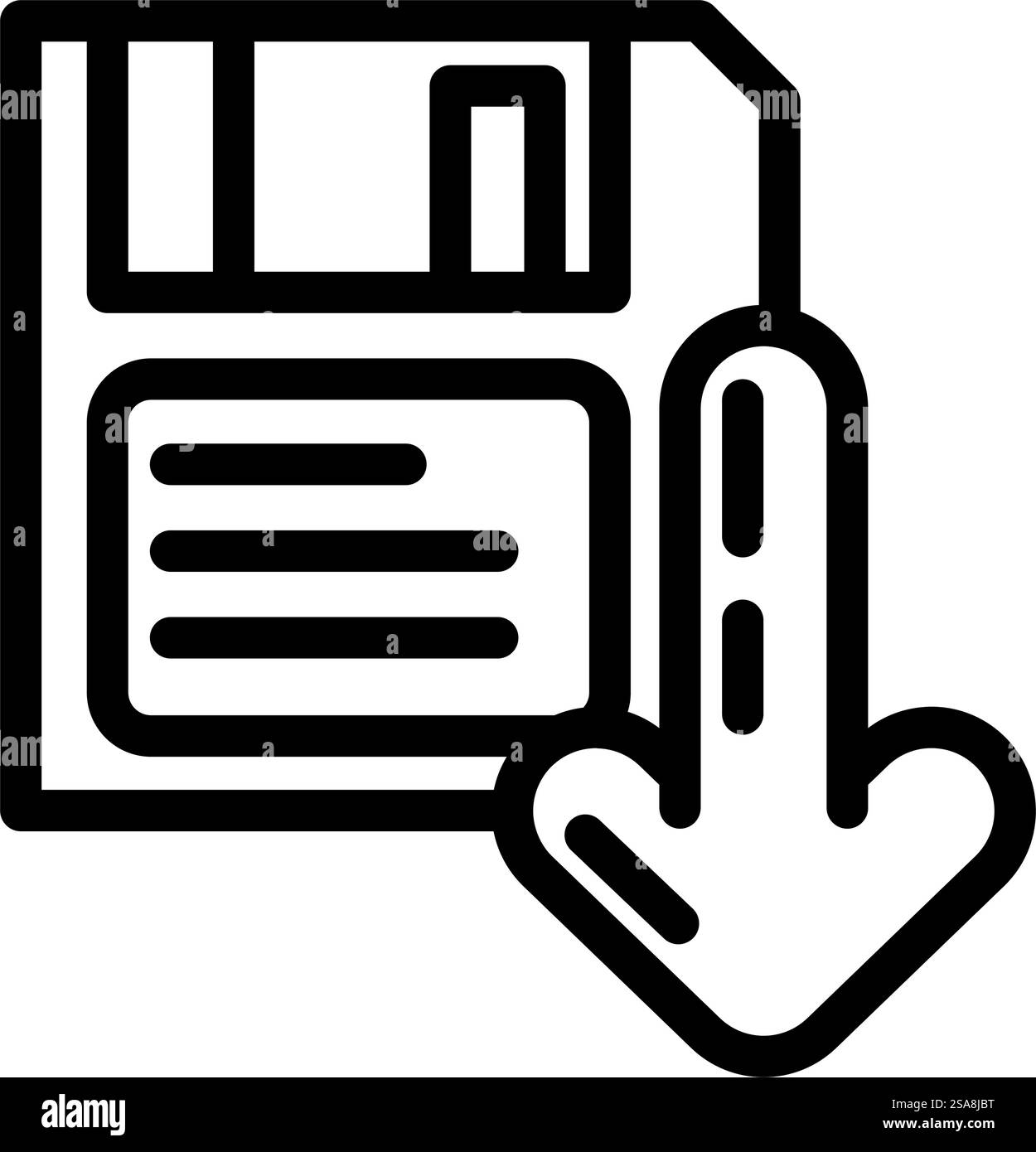 floppy disk saving loading data line icon vector. floppy disk saving loading data sign. isolated ...