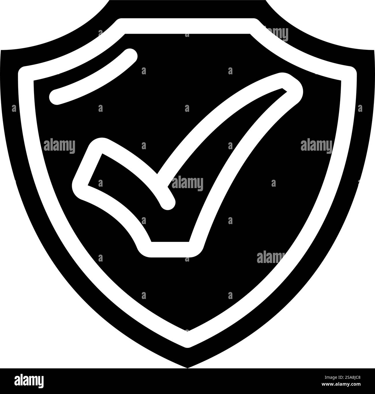 shield check mark glyph icon vector. shield check mark sign. isolated ...