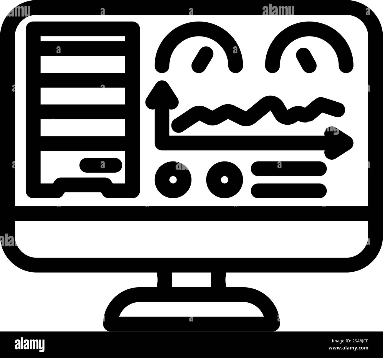 Database Dashboard Line Icon Vector Database Dashboard Sign Isolated Contour Symbol Black