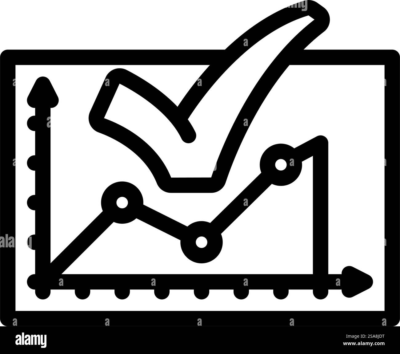 graph check mark line icon vector. graph check mark sign. isolated ...