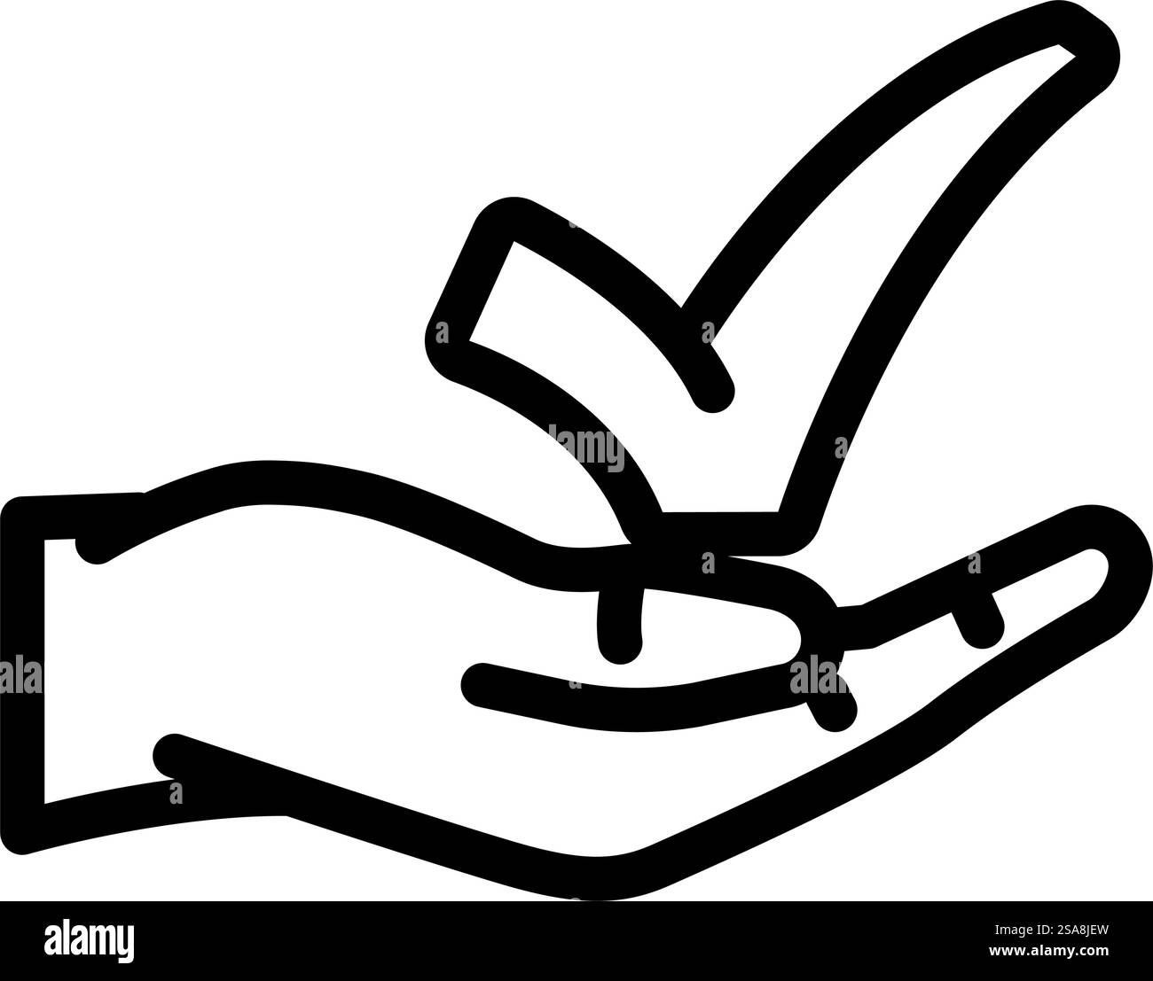 hand check mark line icon vector. hand check mark sign. isolated ...