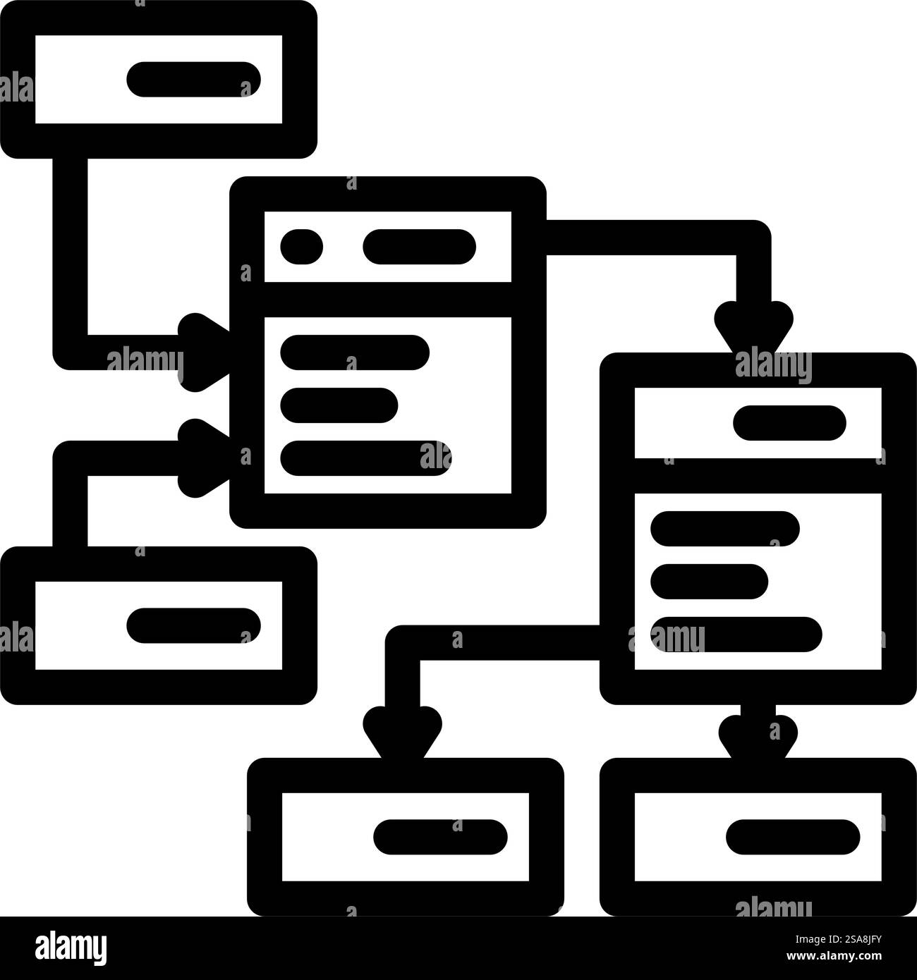 database design line icon vector. database design sign. isolated contour symbol black ...