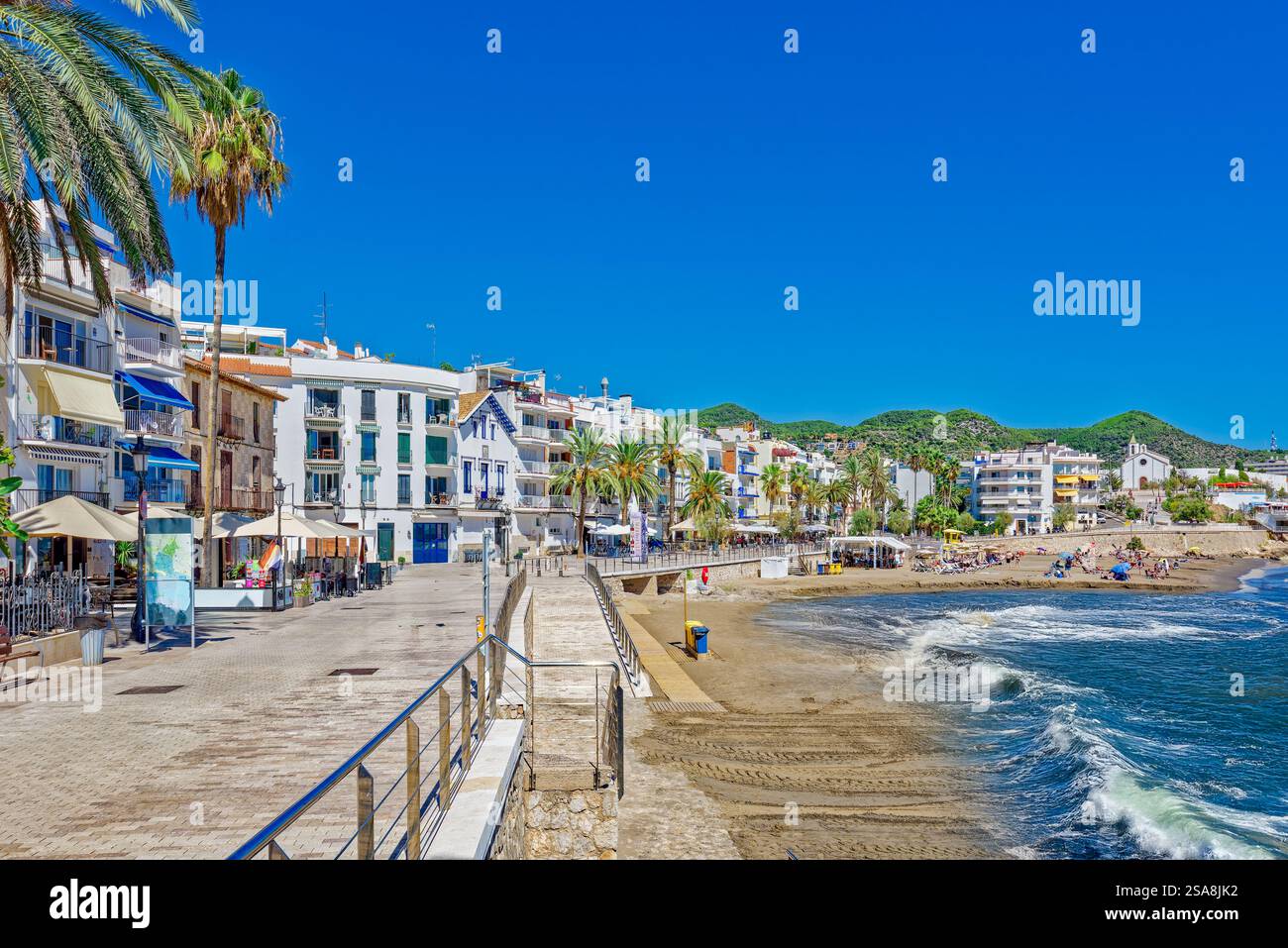 Seafront of Sitges,a beautiful town near Barcelona.Spain Stock Photo ...