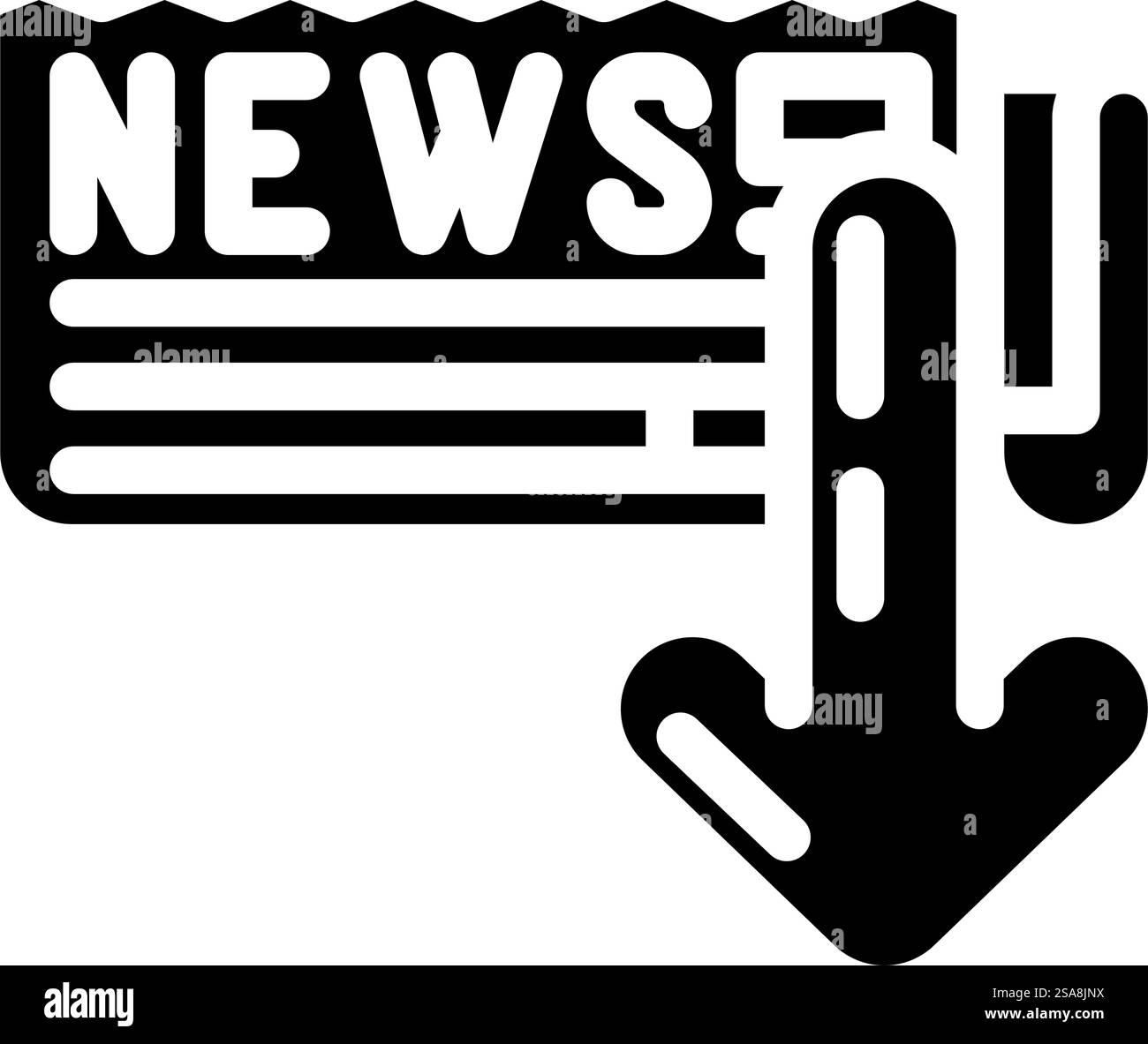 newspaper download file glyph icon vector. newspaper download file sign ...