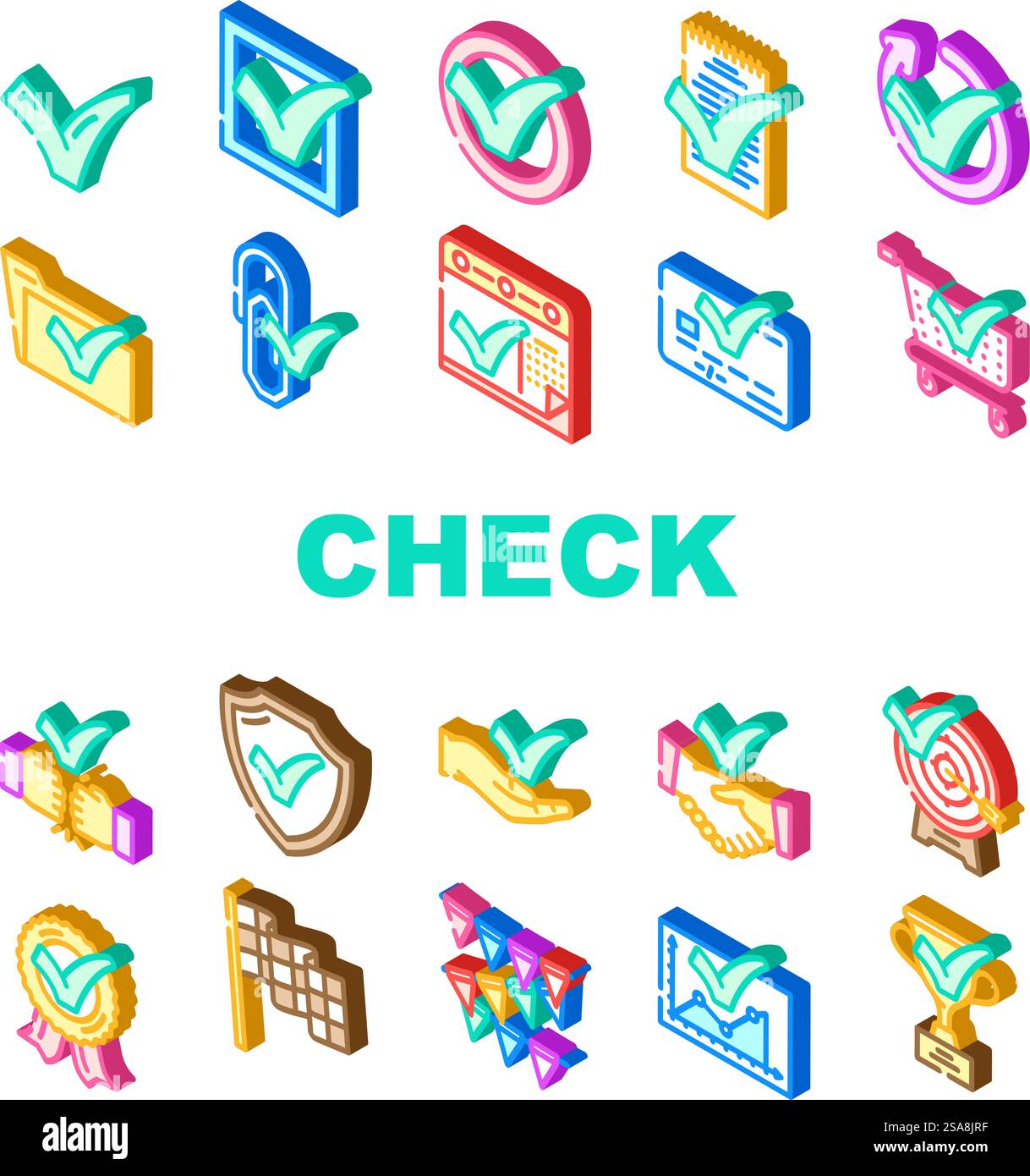 check mark yes correct icons set vector. choice checkmark, ok vote, tick button, right confirm ...