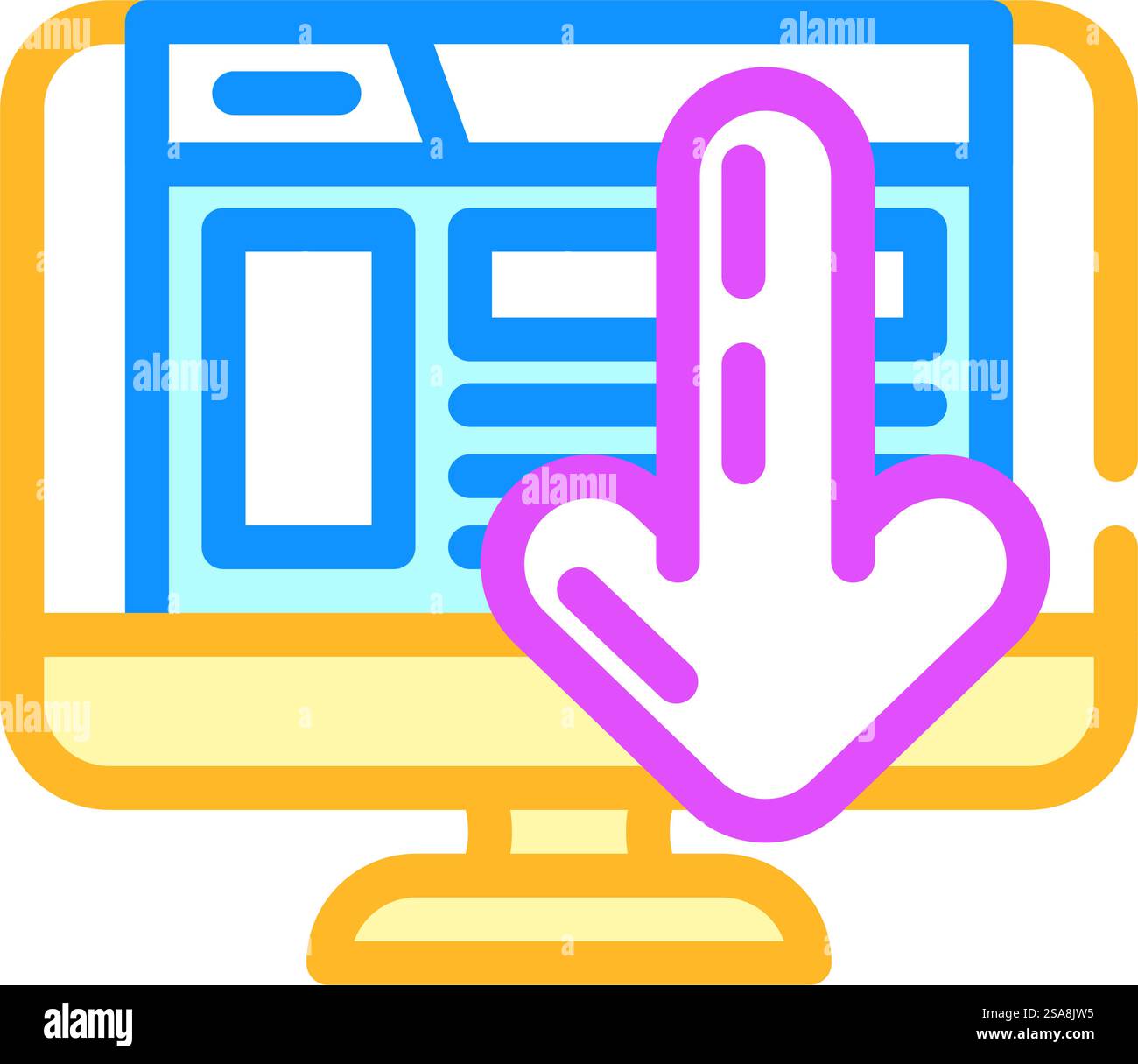 laptop down arrow download website color icon vector. laptop down arrow ...