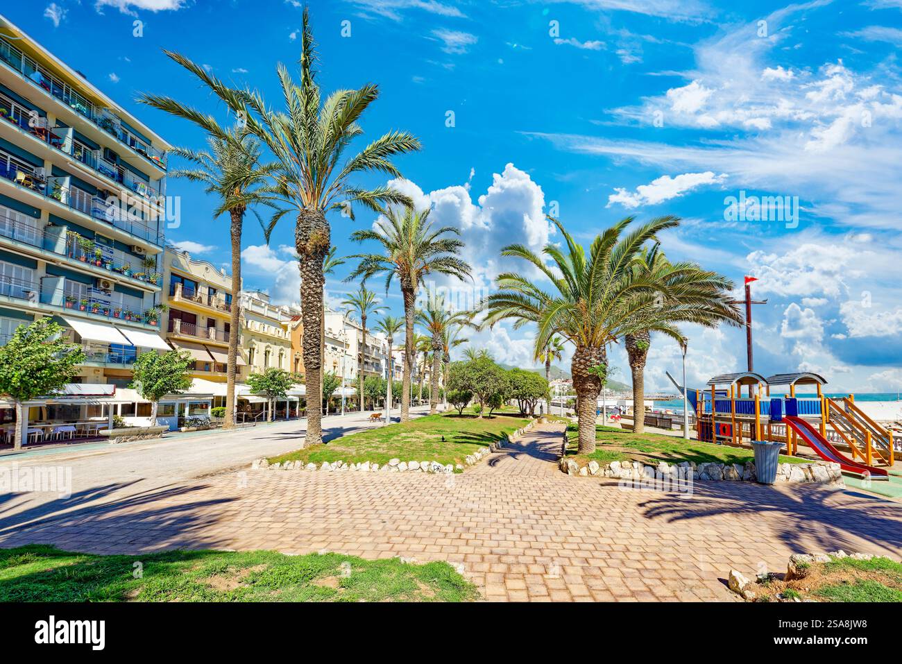 Seafront of Sitges,a beautiful town near Barcelona.Spain Stock Photo ...