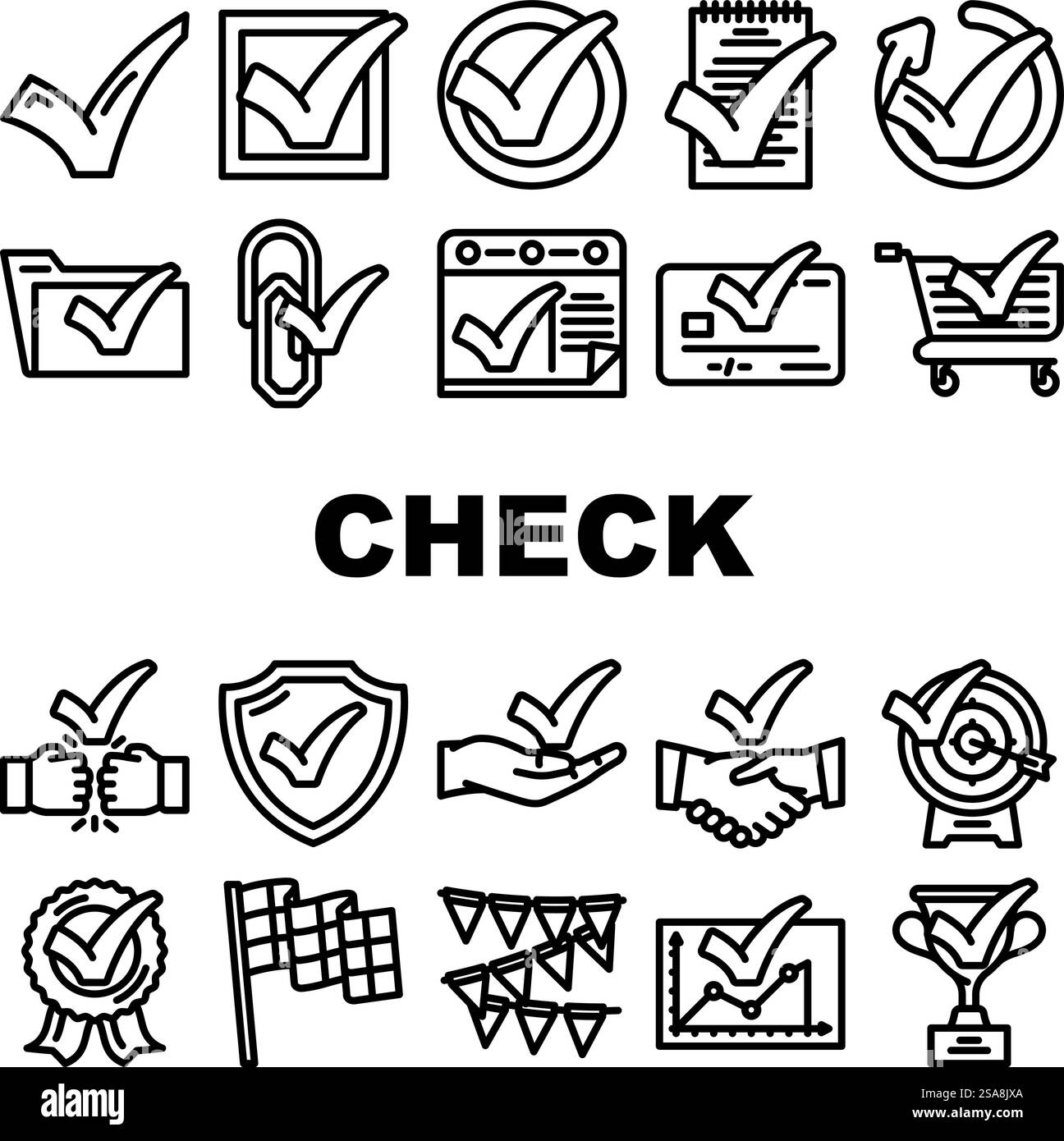 check mark yes correct icons set vector. choice checkmark, ok vote ...