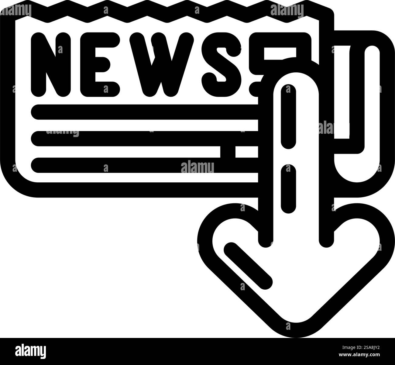 newspaper download file line icon vector. newspaper download file sign ...