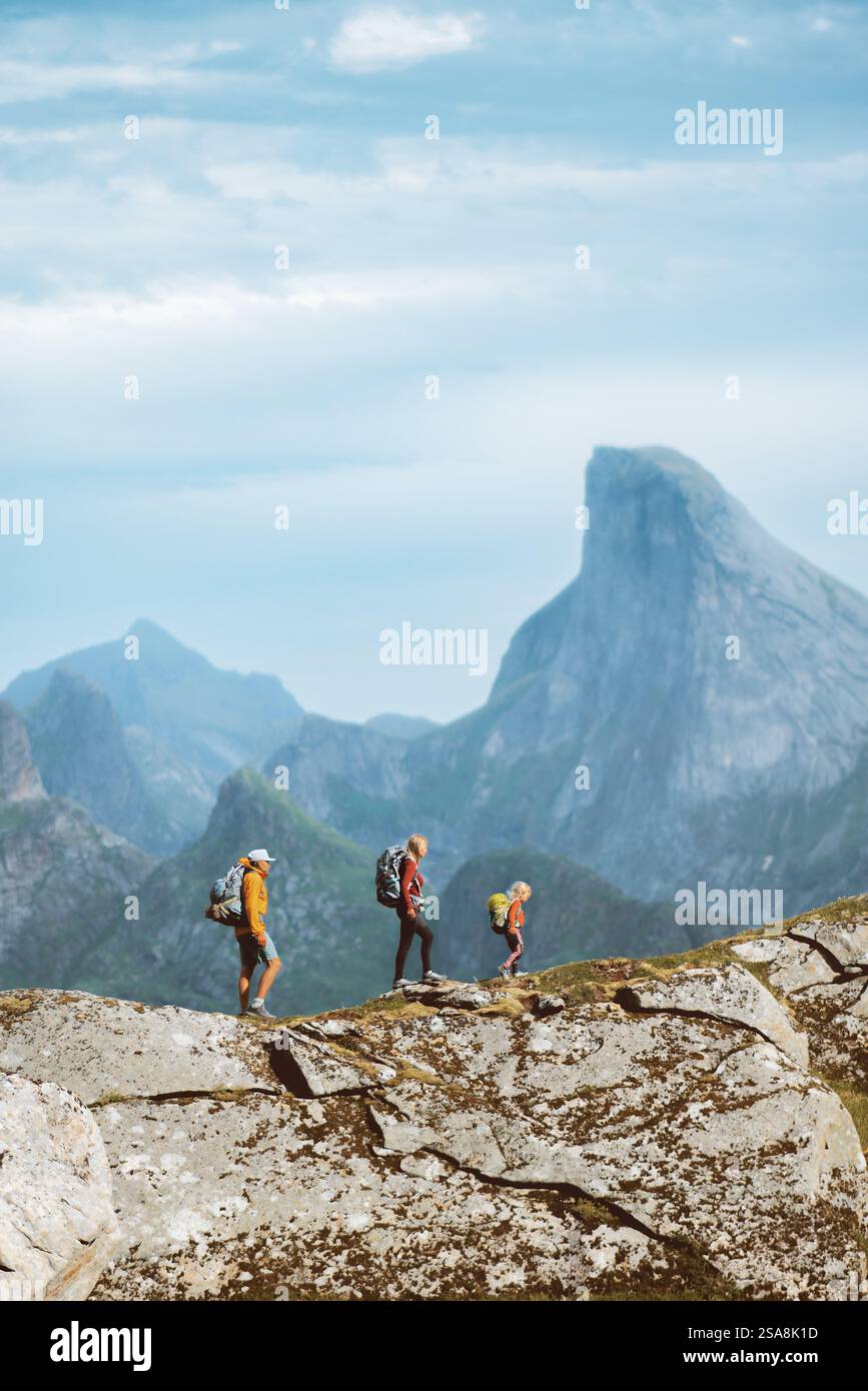 Family hiking expedition in mountains active vacations, parents and ...
