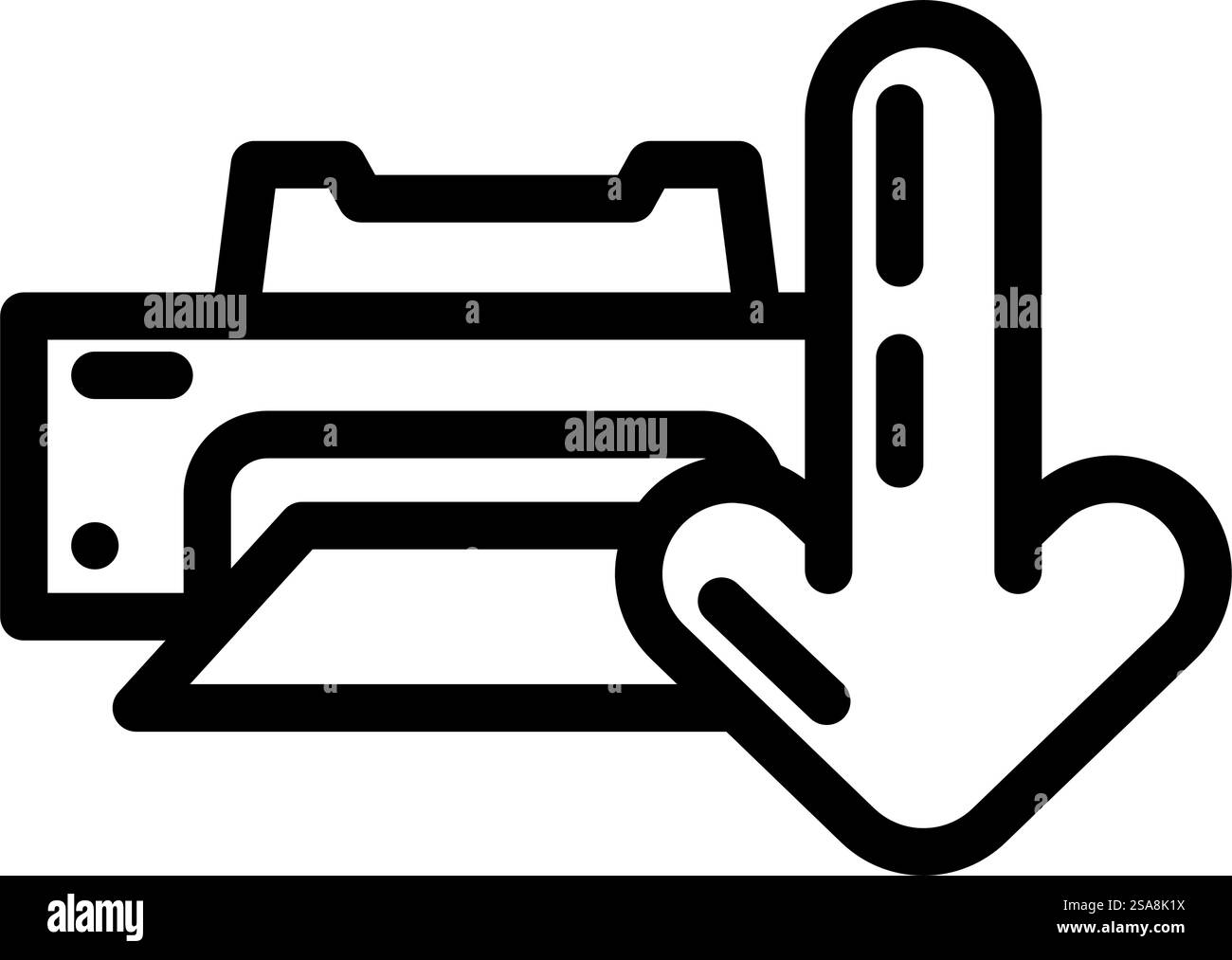 printer loading document line icon vector. printer loading document ...