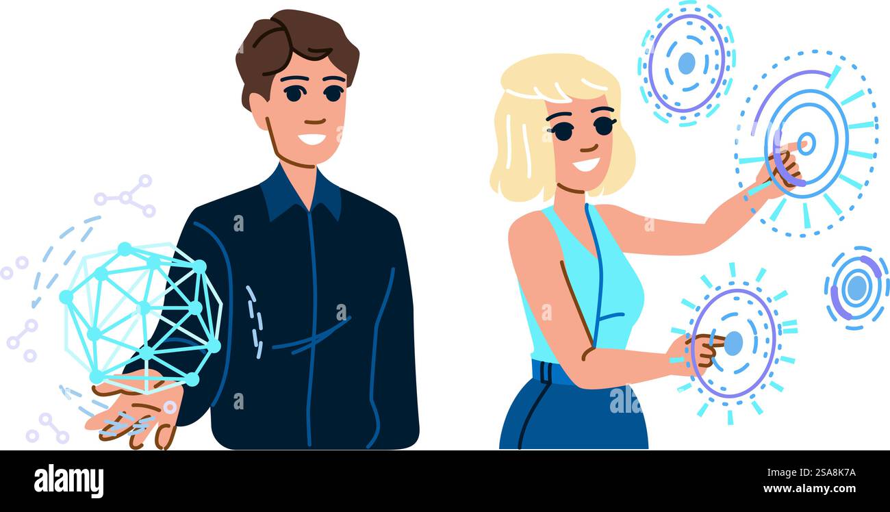 future holographic communication technology vector. computer tech ...