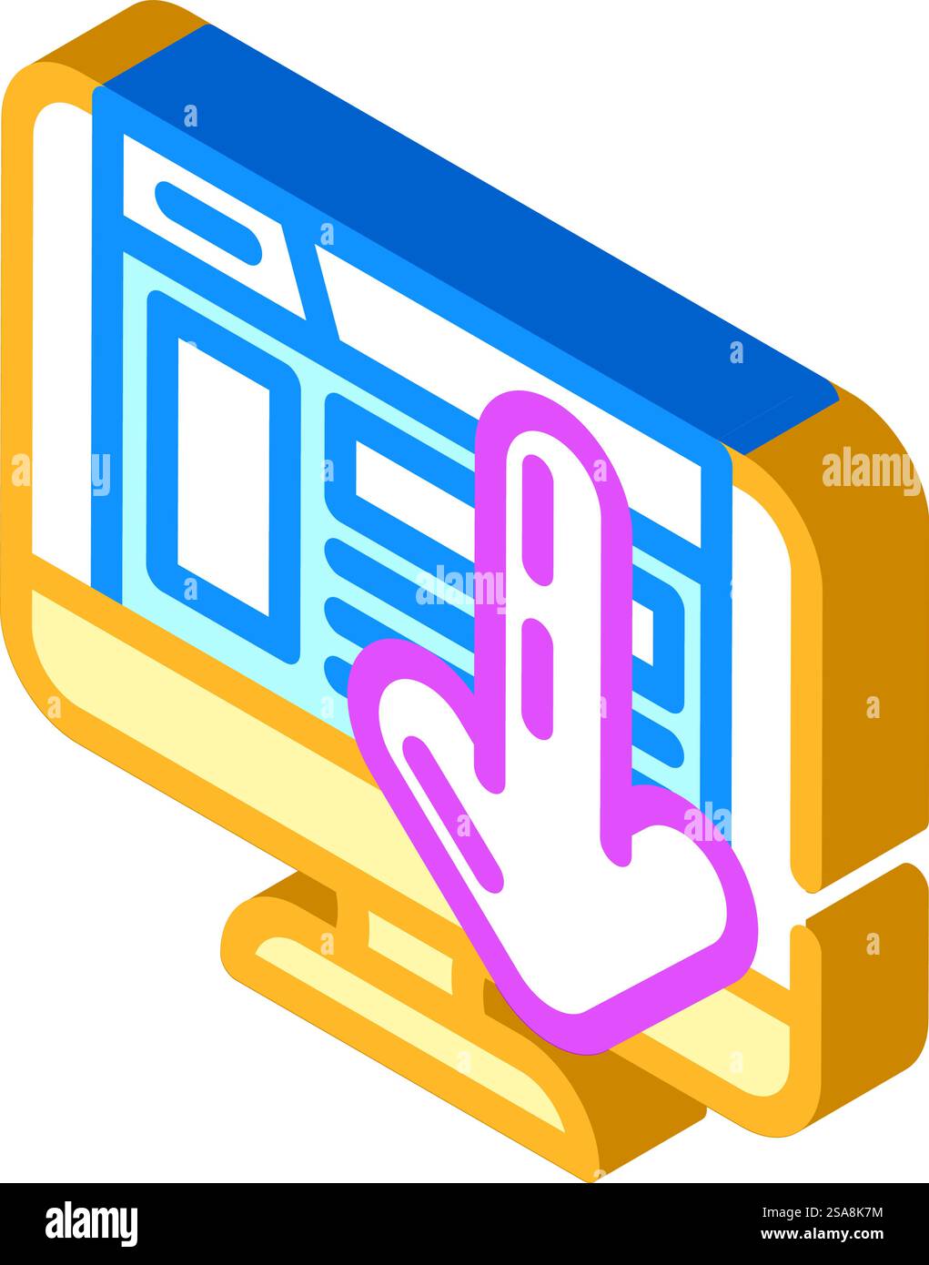 laptop down arrow download website isometric icon vector. laptop down ...