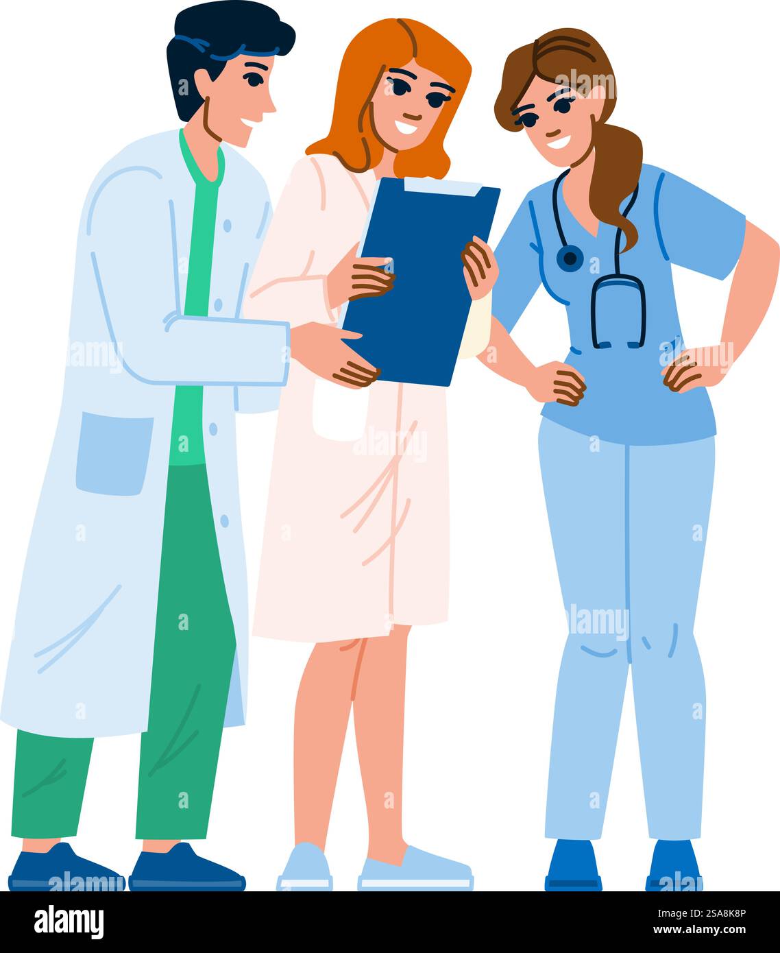 helth doctors and nurses in a hospital vector. femle womn, clic ...