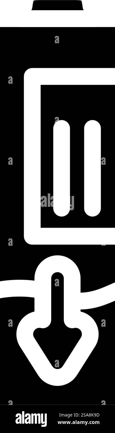 discharging battery glyph icon vector. discharging battery sign ...